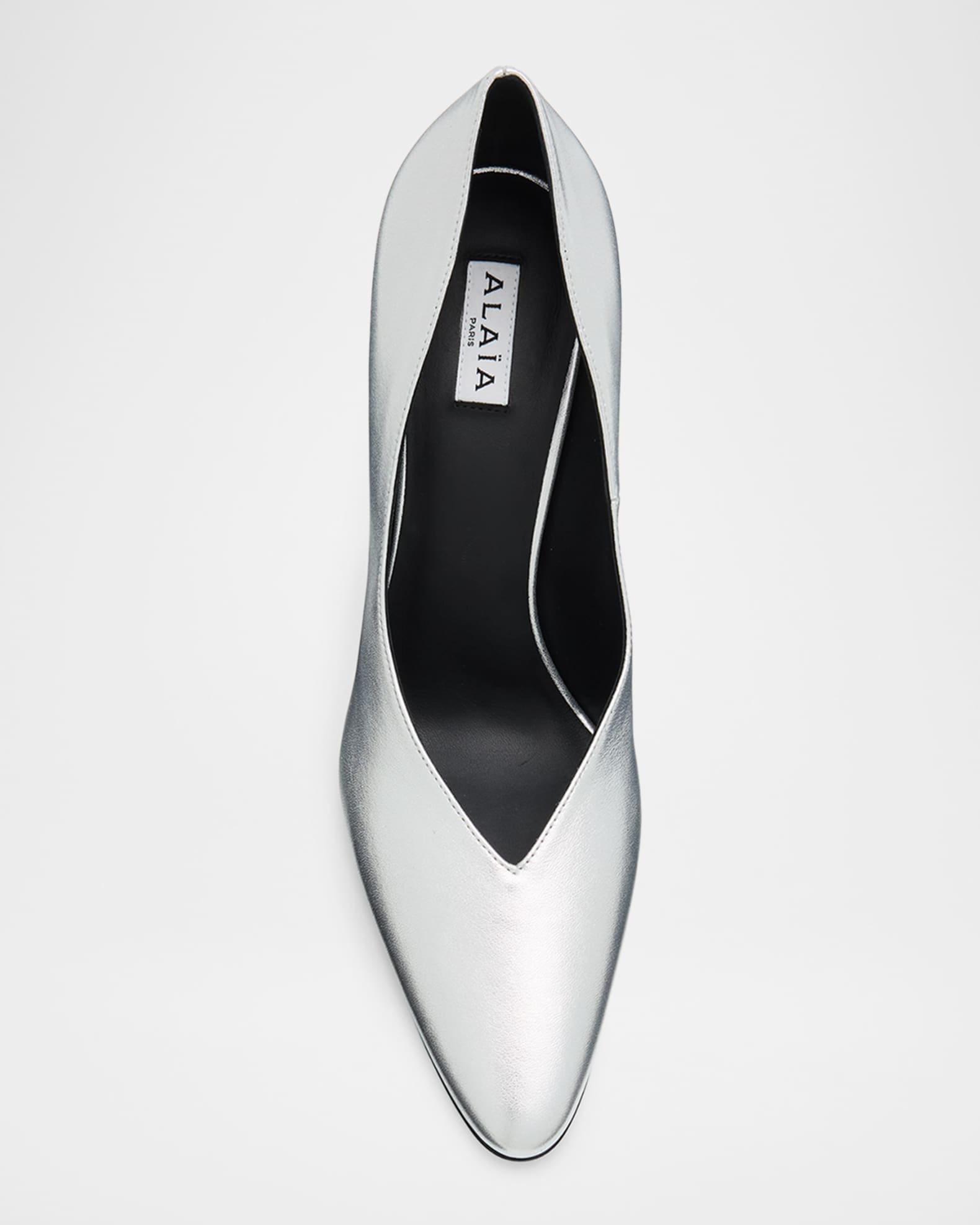 ALAIA 90mm Metallic Leather Pumps | Neiman Marcus
