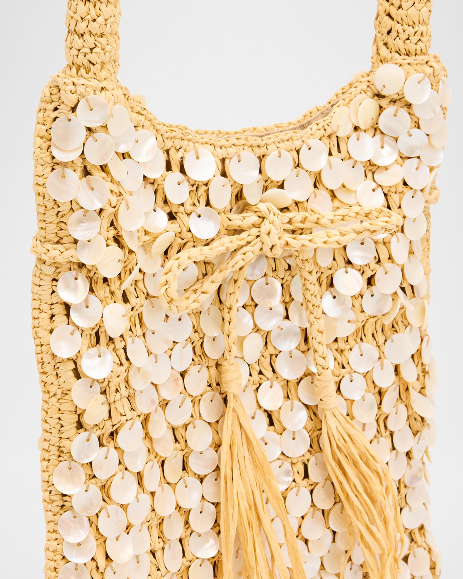 BTB Los Angeles Santiago Faux Shell-Embellished Raffia Hobo Bag ...
