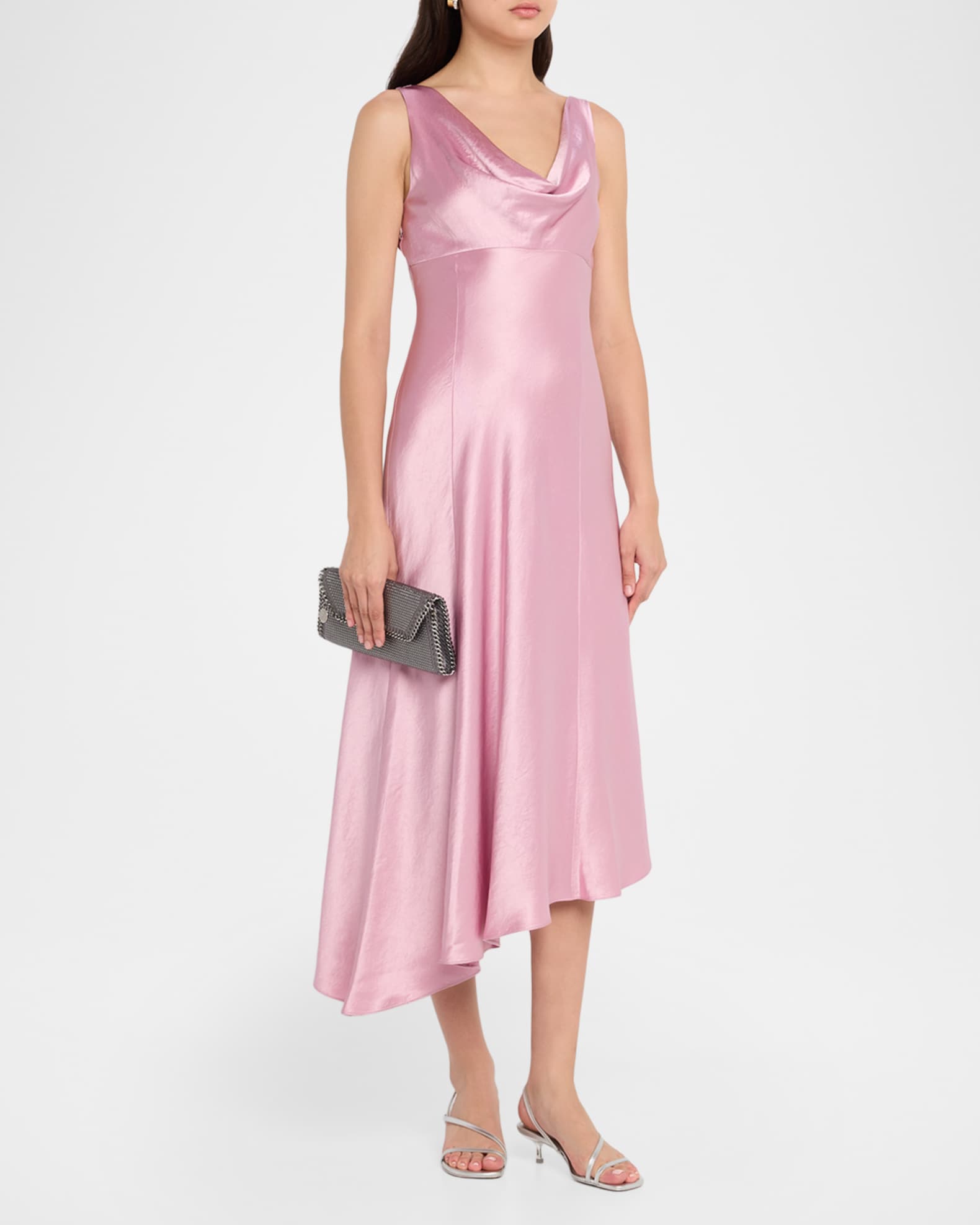 Jason Wu Collection Satin Asymmetric Midi Dress | Neiman Marcus