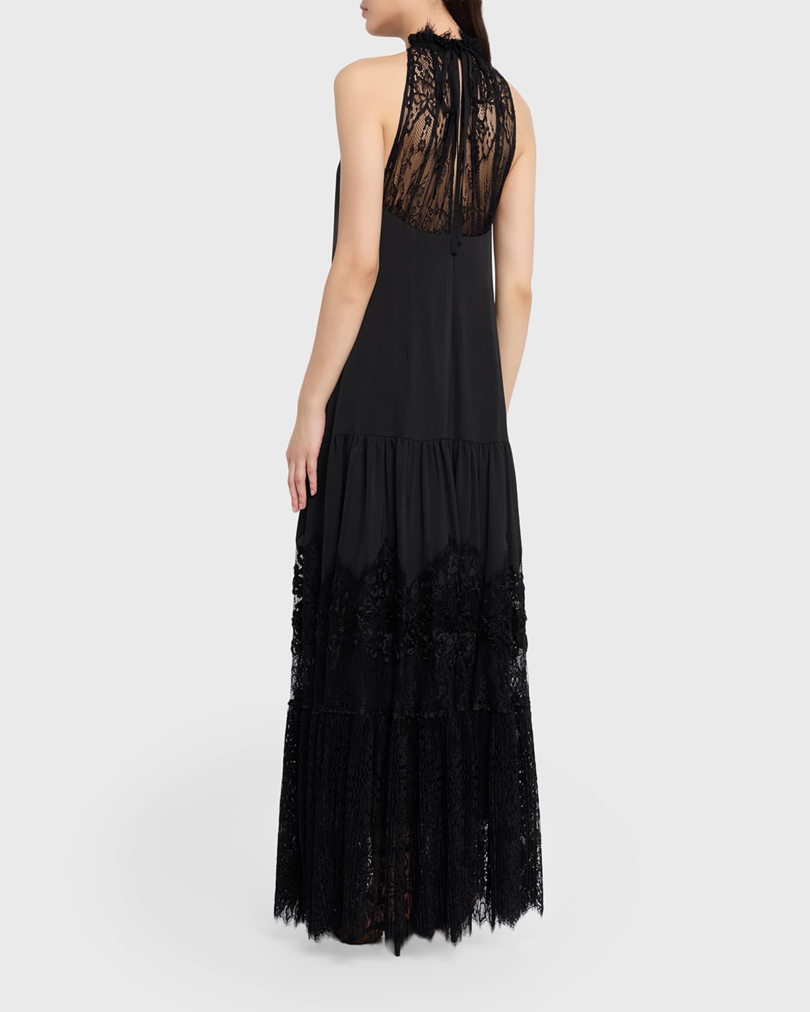 Kobi Halperin Hallee Lace-Inset Halter Maxi Dress | Neiman Marcus