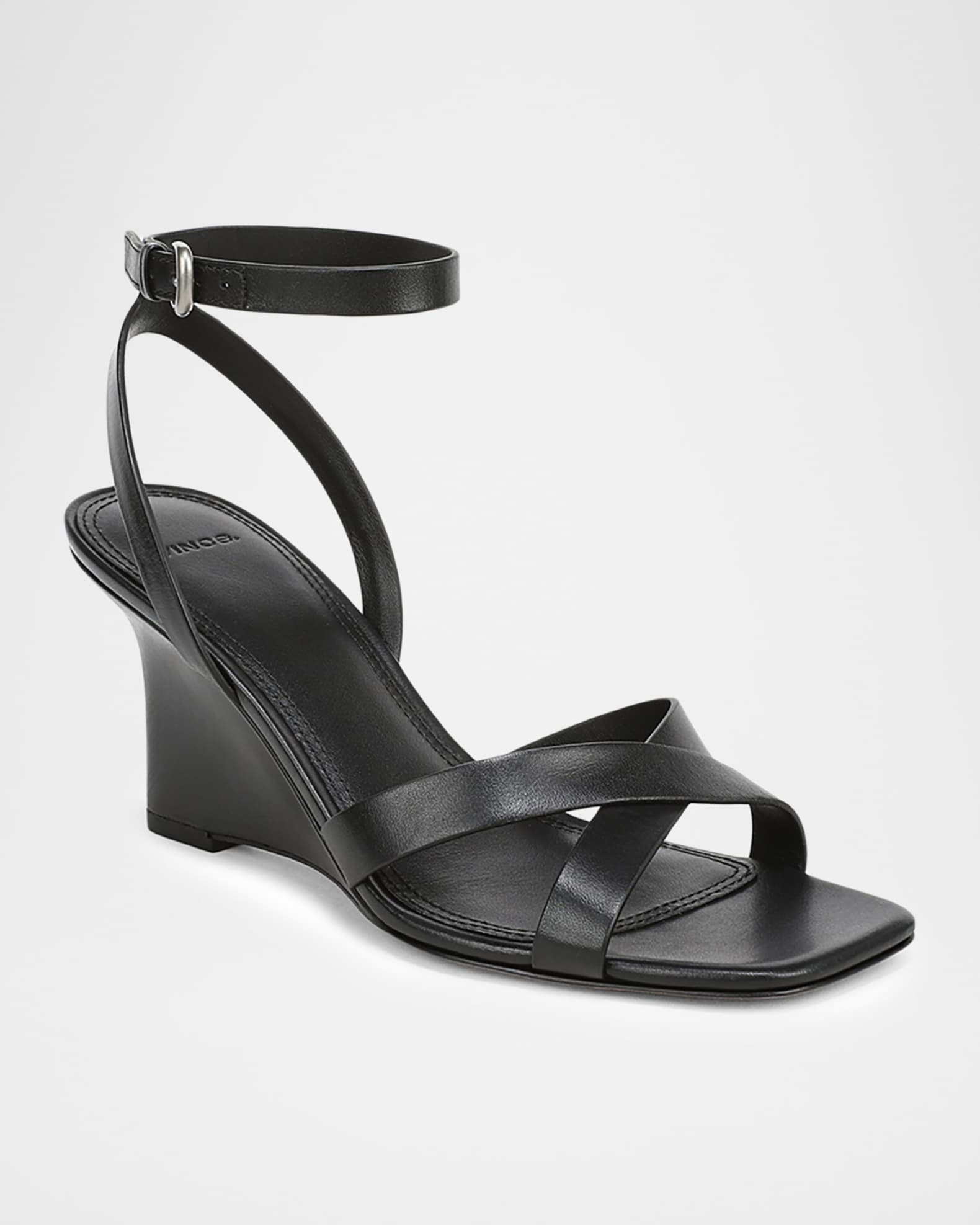 Vince 75mm Parma Leather Wedge Sandals | Neiman Marcus