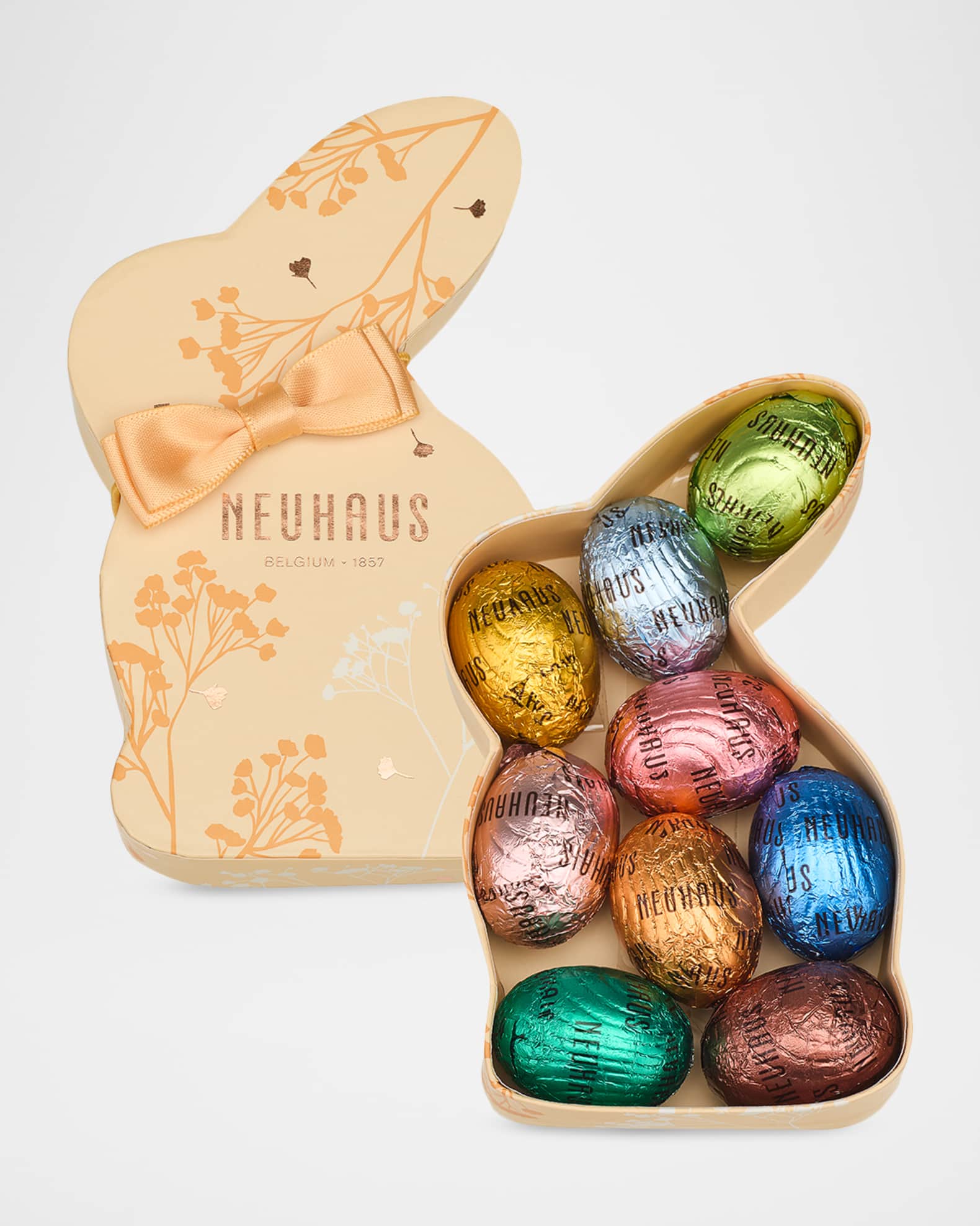 Neuhaus Chocolate Chocolate Easter Eggs in Small Orange Bunny, 9 Pieces ...