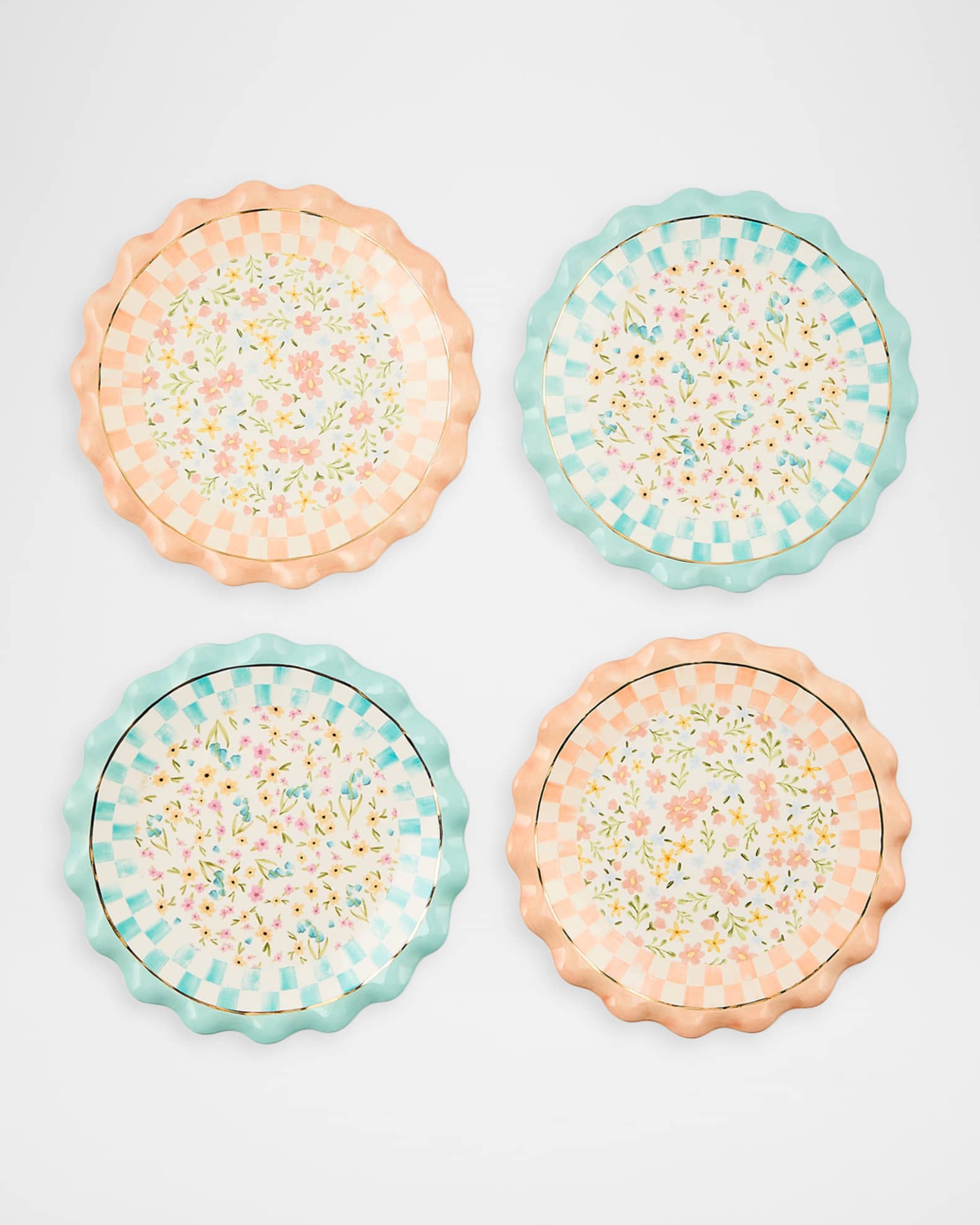 MacKenzie-Childs Posie Patch Ceramic Dessert Plates, Set of 4 | Neiman ...