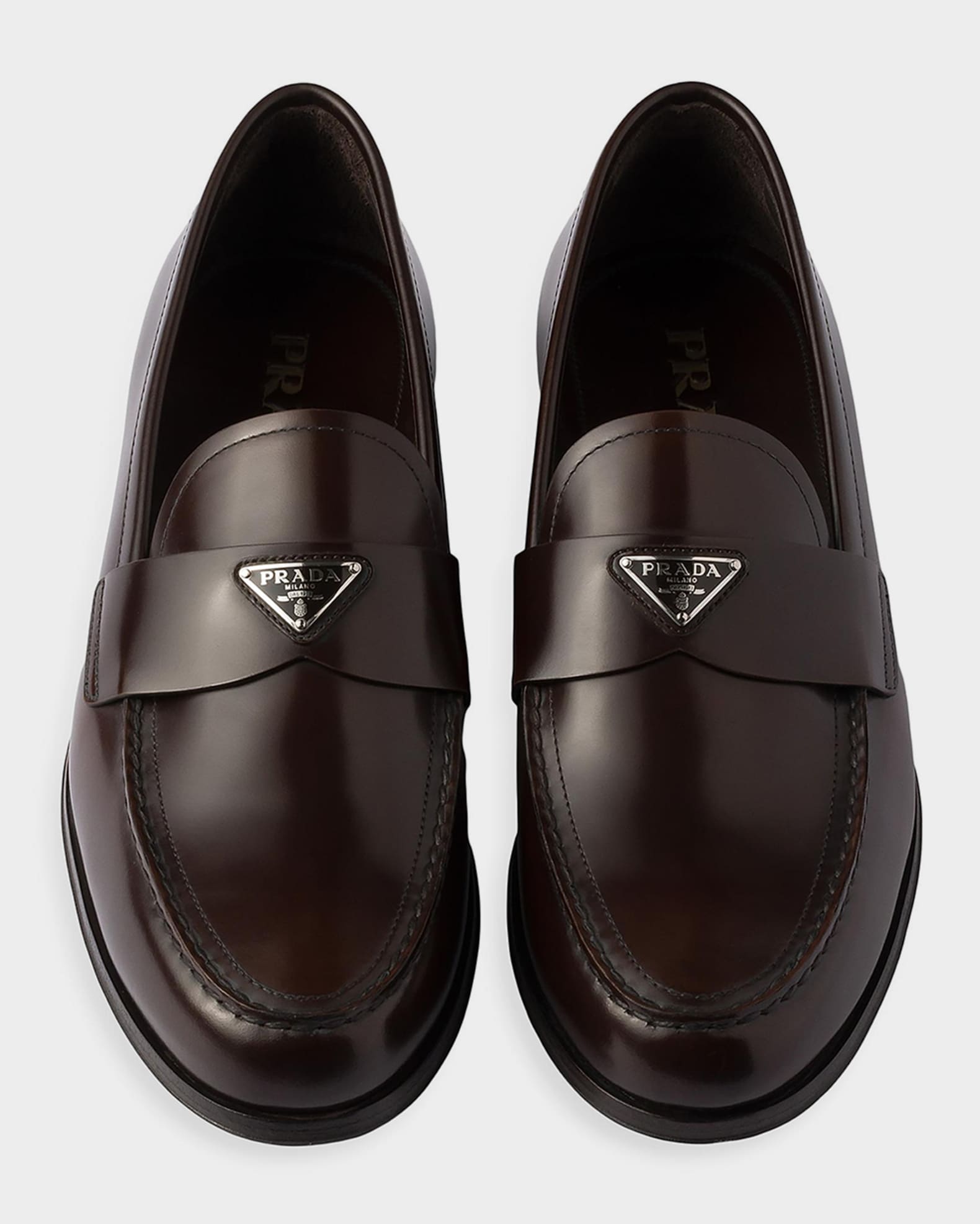 Prada Men's Brushed Leather Loafers | Neiman Marcus