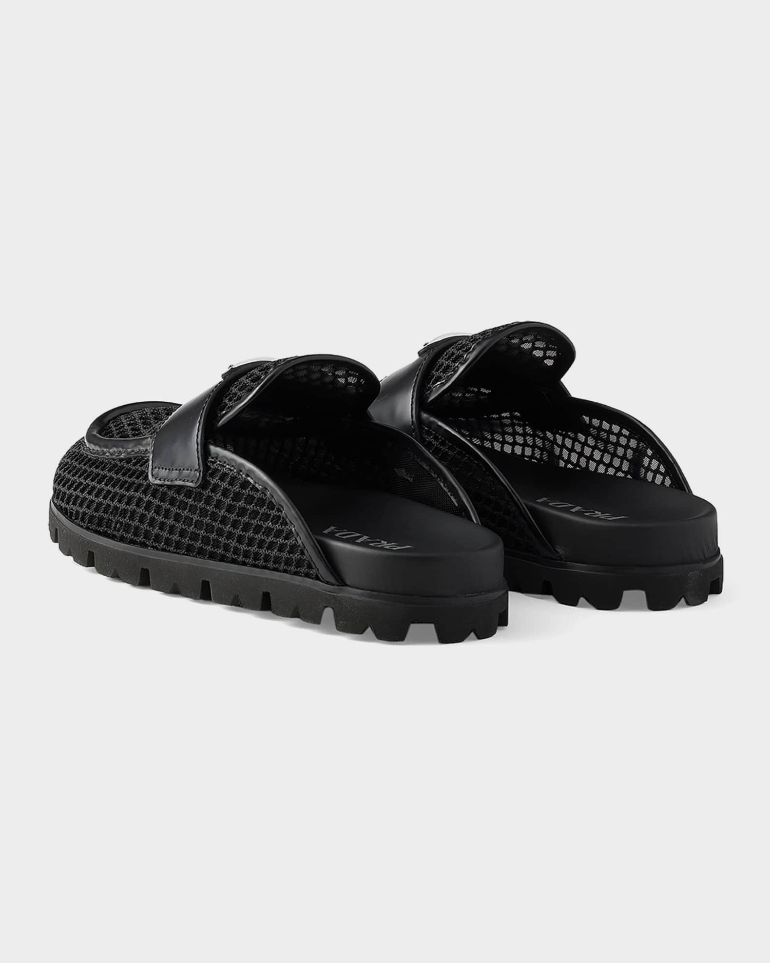 Prada Mesh Fabric Mules | Neiman Marcus