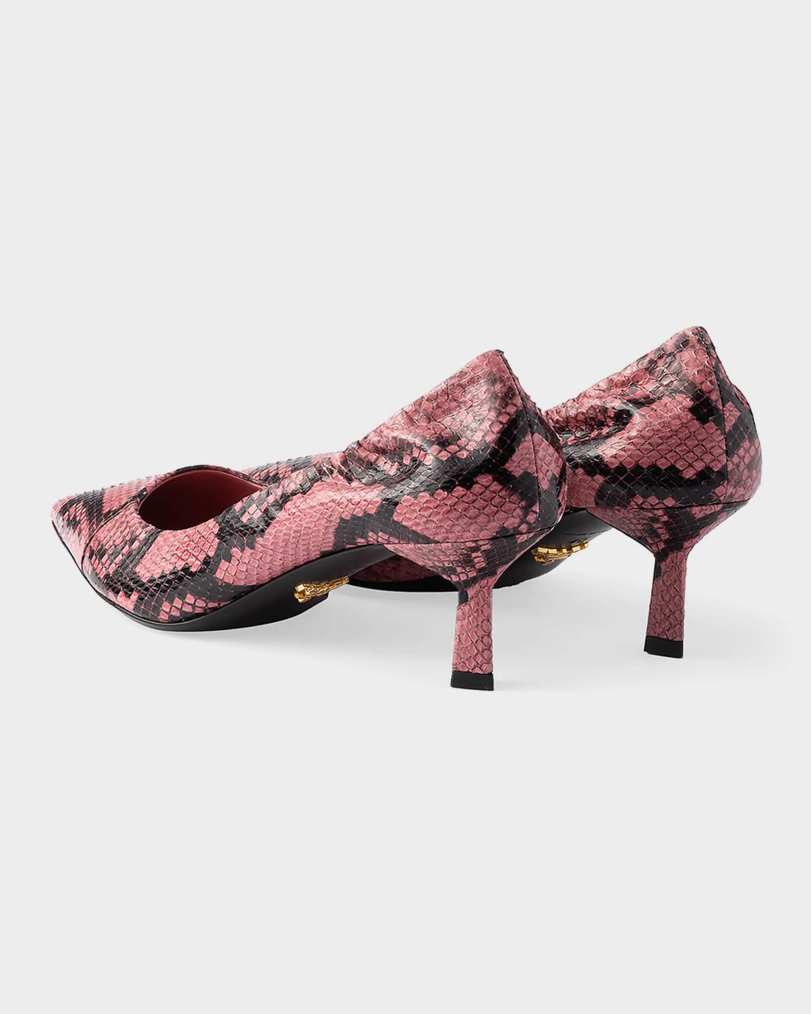 Prada 55mm Printed Ayers Snakeskin Leather Pumps | Neiman Marcus