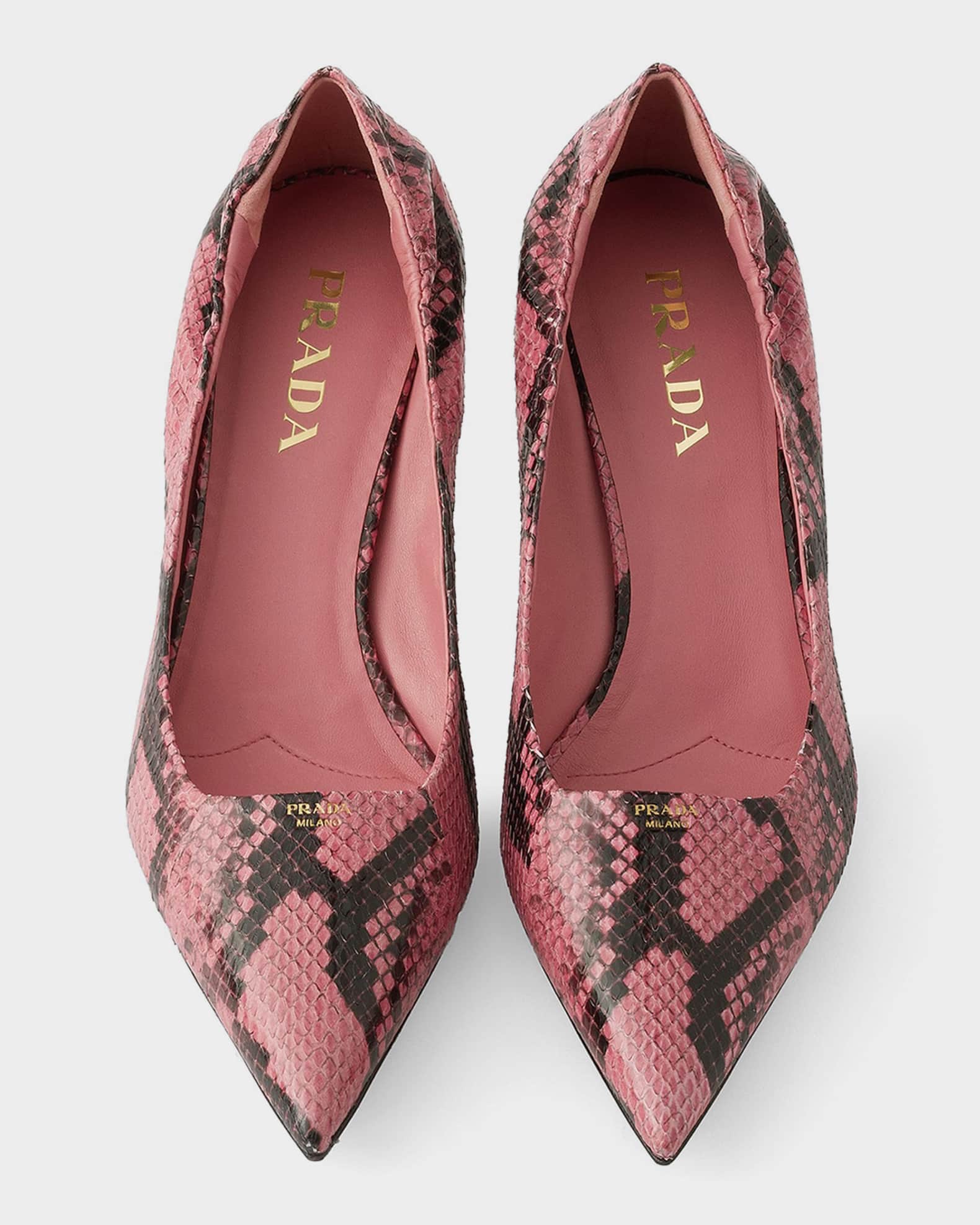 Prada 55mm Printed Ayers Snakeskin Leather Pumps | Neiman Marcus