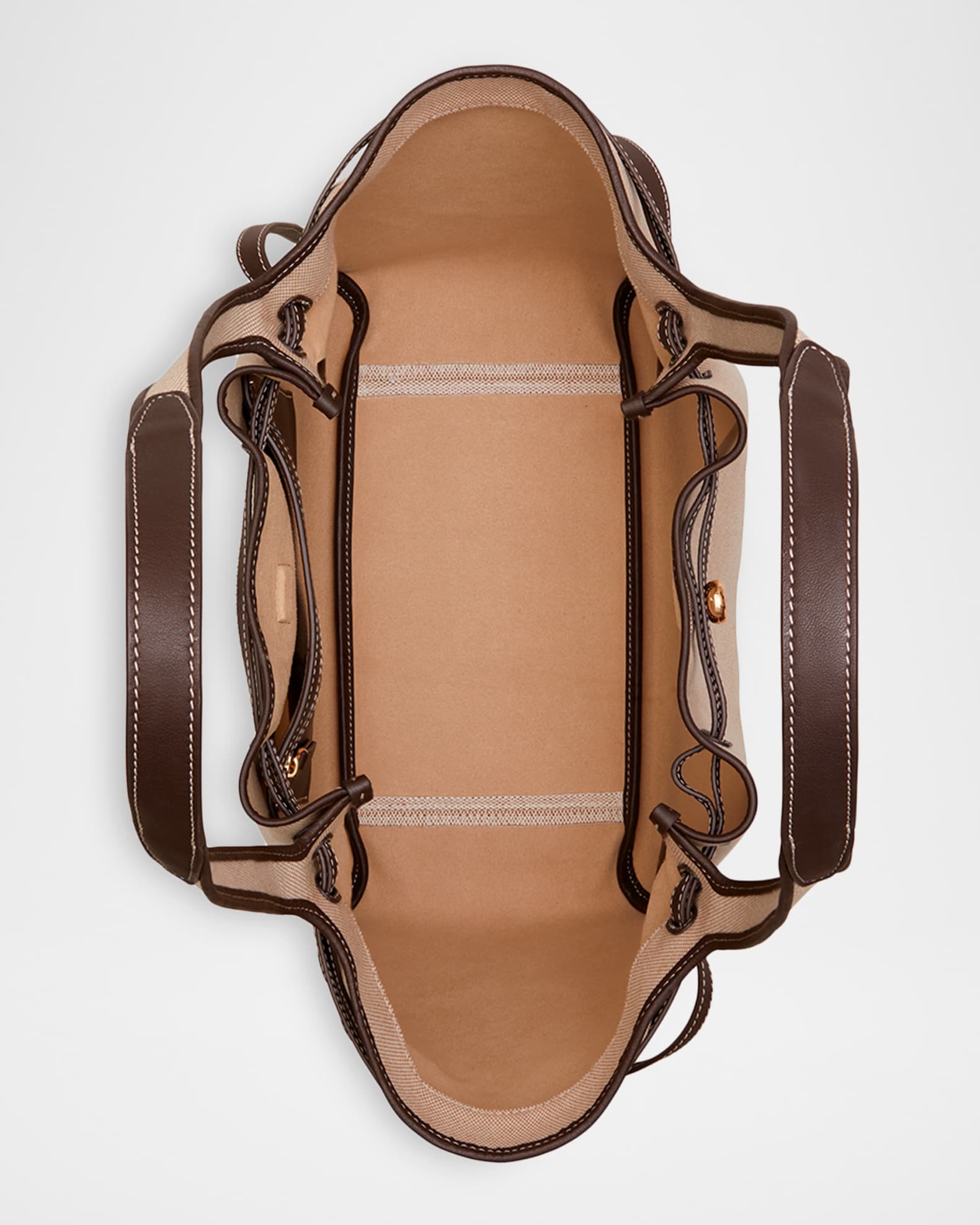 Tory Burch Romy Large Canvas Leather-Trim Tote Bag | Neiman Marcus