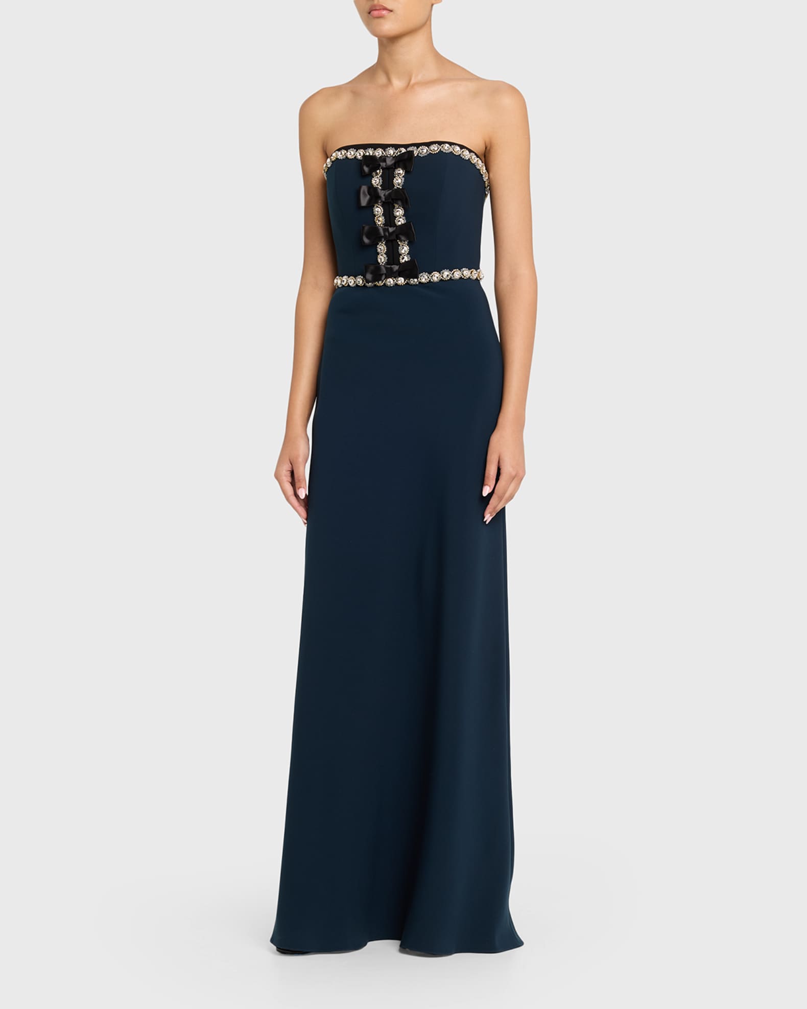 Jenny Packham Tandy Bow Embellished Strapless Gown | Neiman Marcus