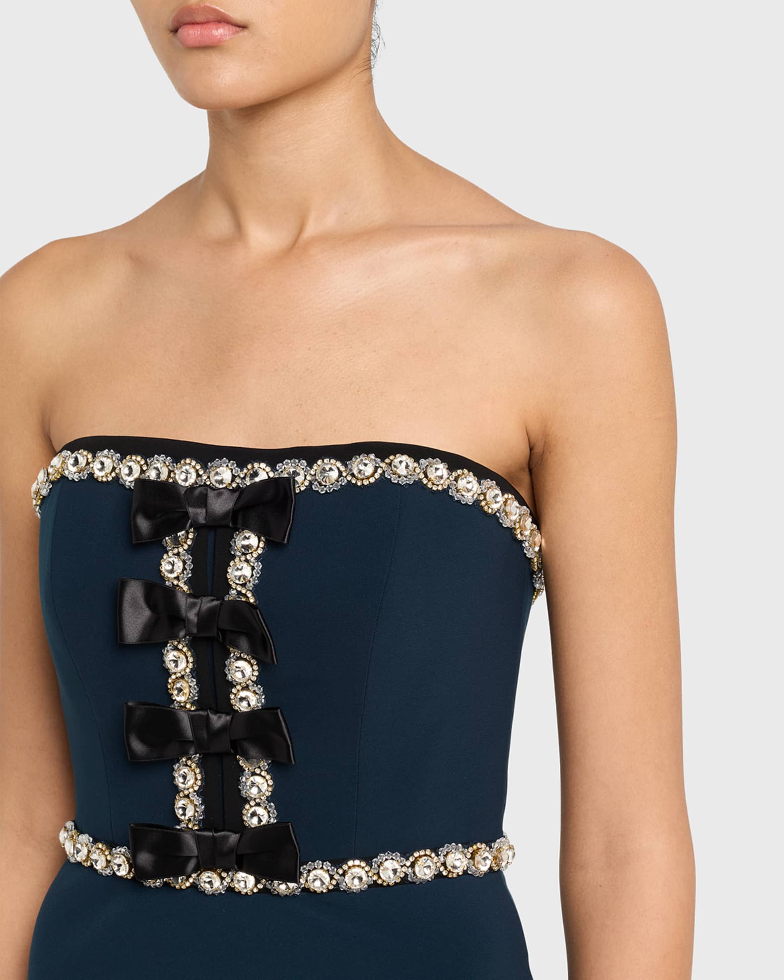 Jenny Packham Tandy Bow Embellished Strapless Gown | Neiman Marcus