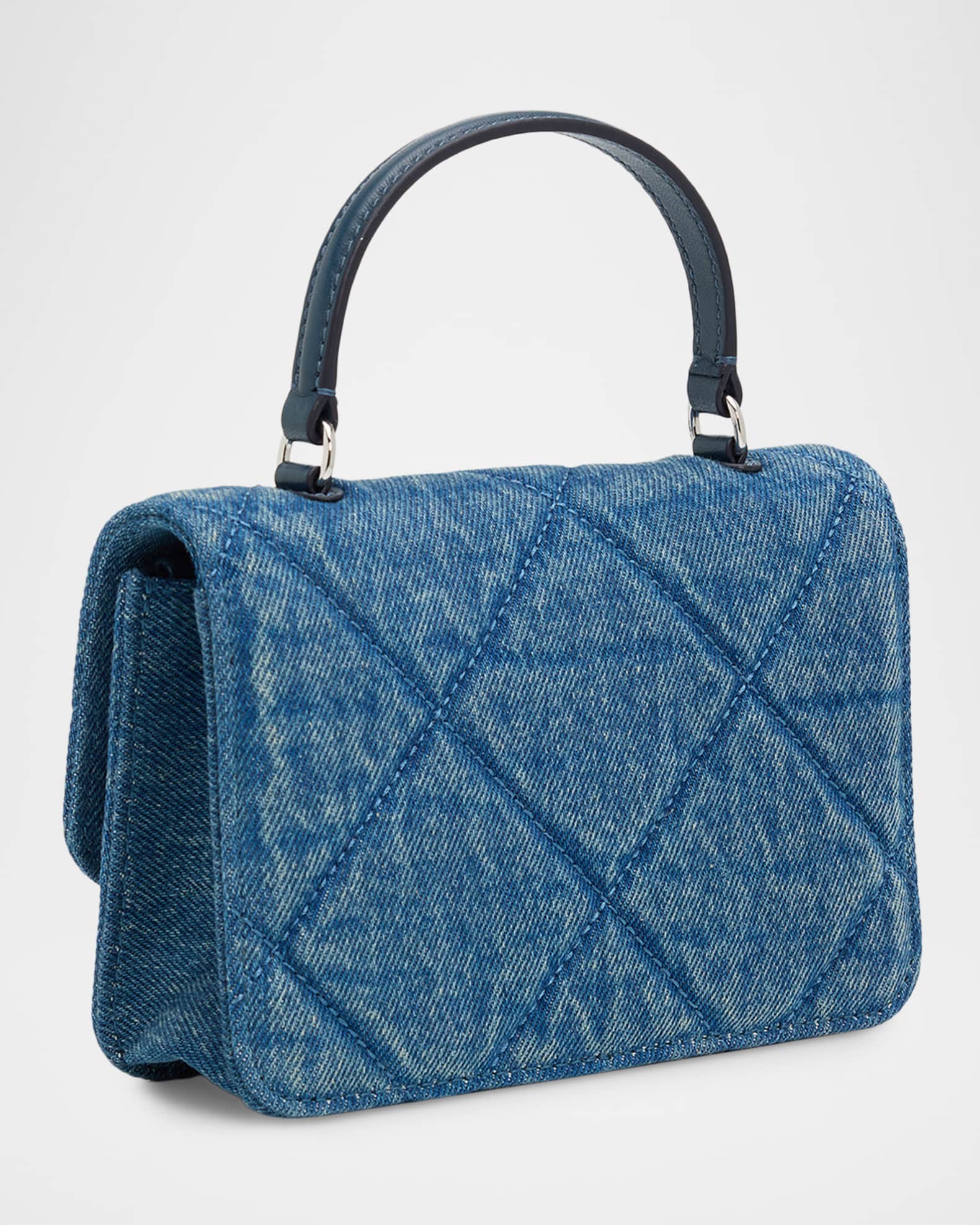 Tory Burch Kira Diamond Quilted Cotton Denim Top Handle Bag | Neiman Marcus