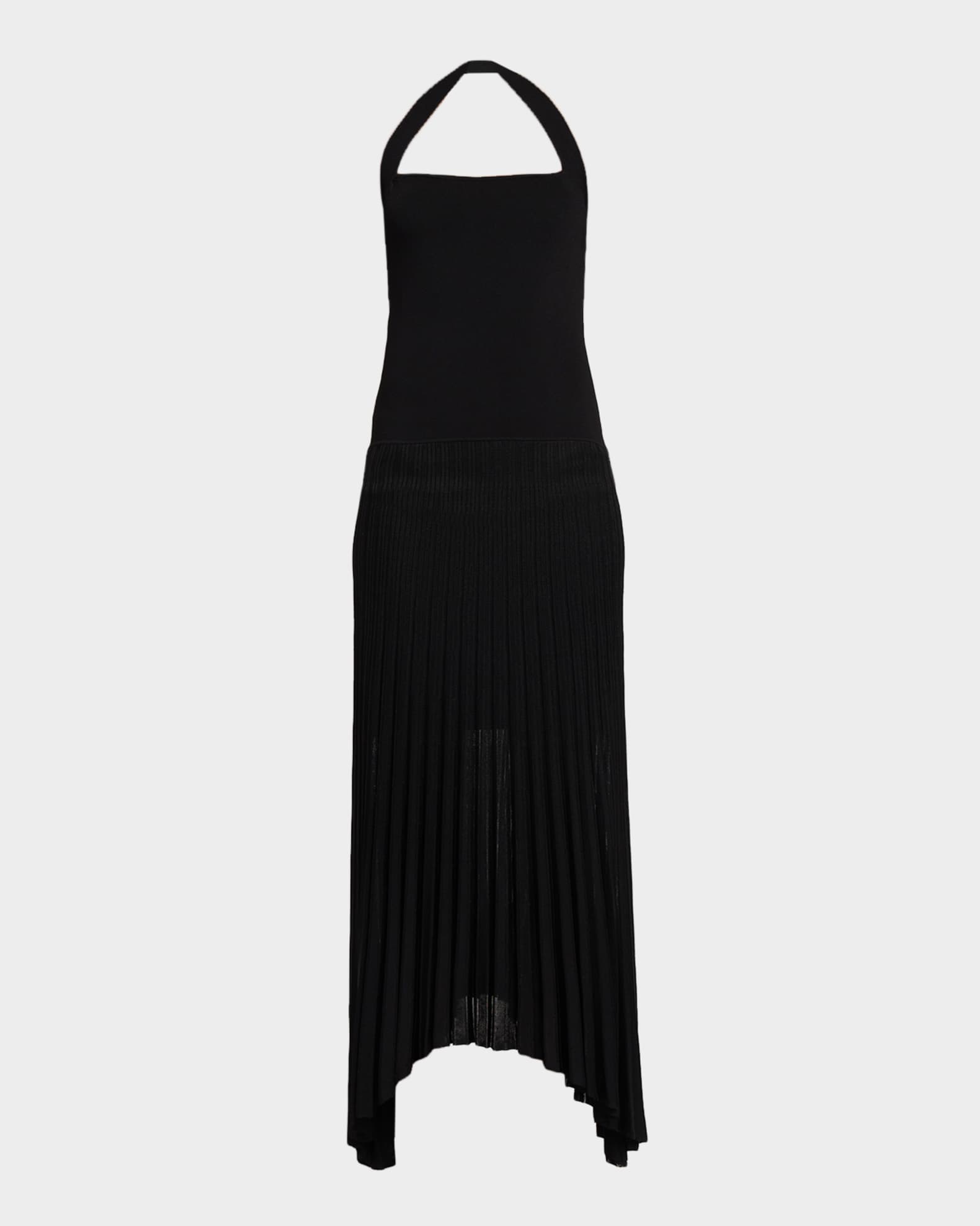 MARIA MCMANUS Semi-Sheer Pleated Halter Midi Dress | Neiman Marcus