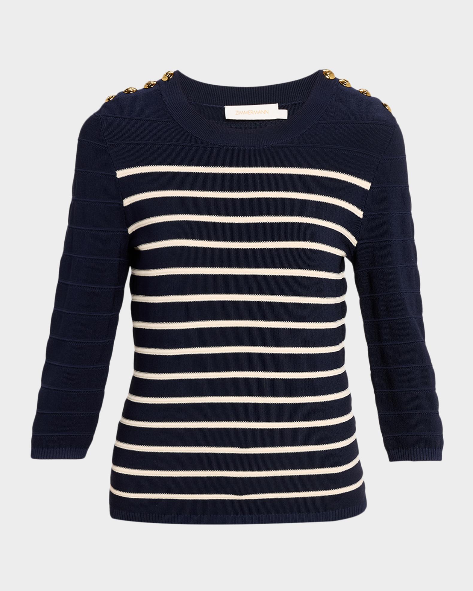 Zimmermann Luna Striped Crewneck Sweater | Neiman Marcus