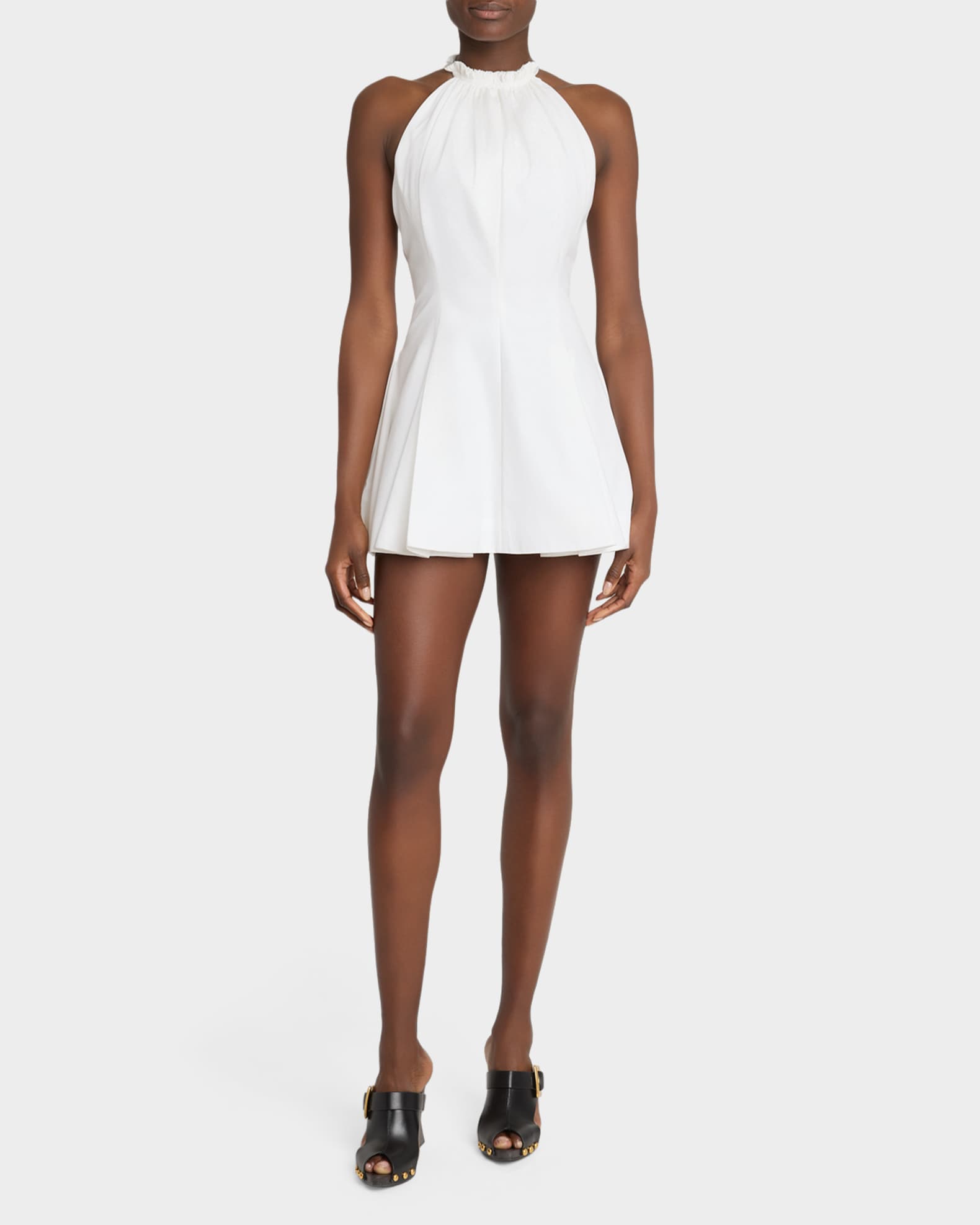 Balmain Cotton Poplin Halter Mini Dress | Neiman Marcus