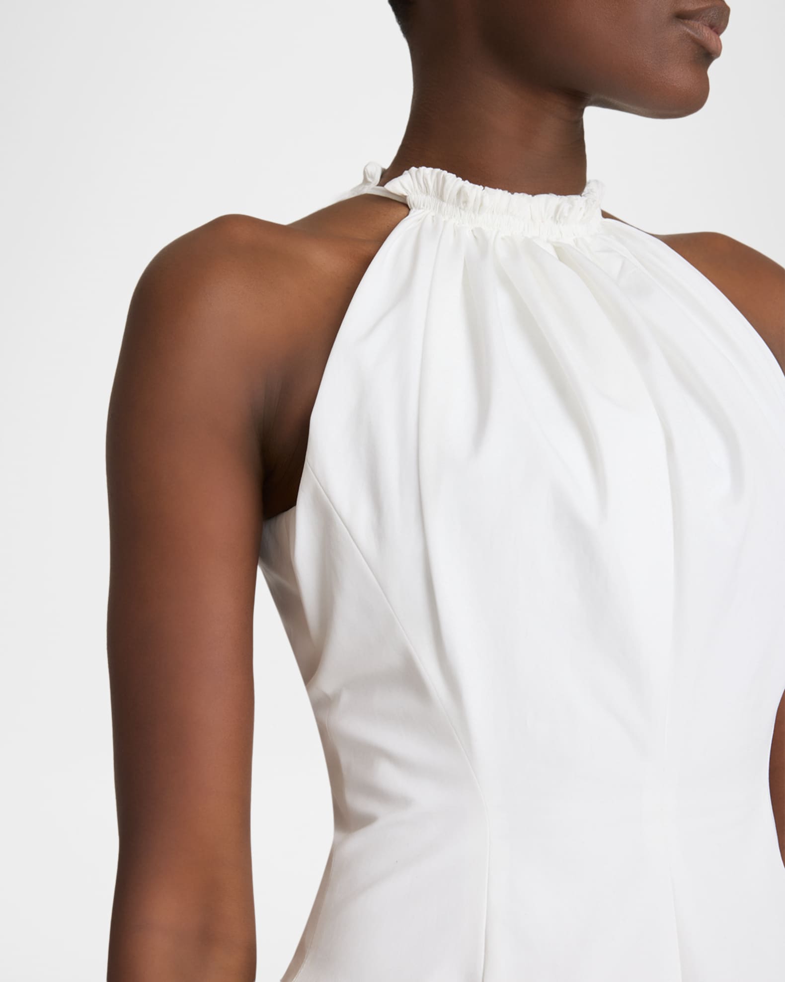 Balmain Cotton Poplin Halter Mini Dress | Neiman Marcus