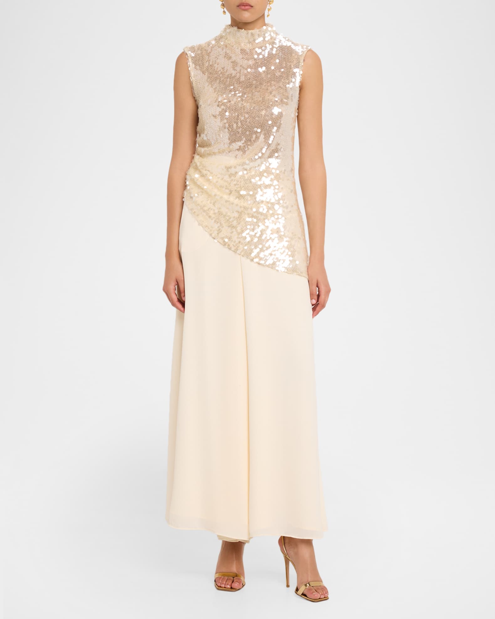 LAPOINTE High-Rise Georgette Wide-Leg Pants | Neiman Marcus