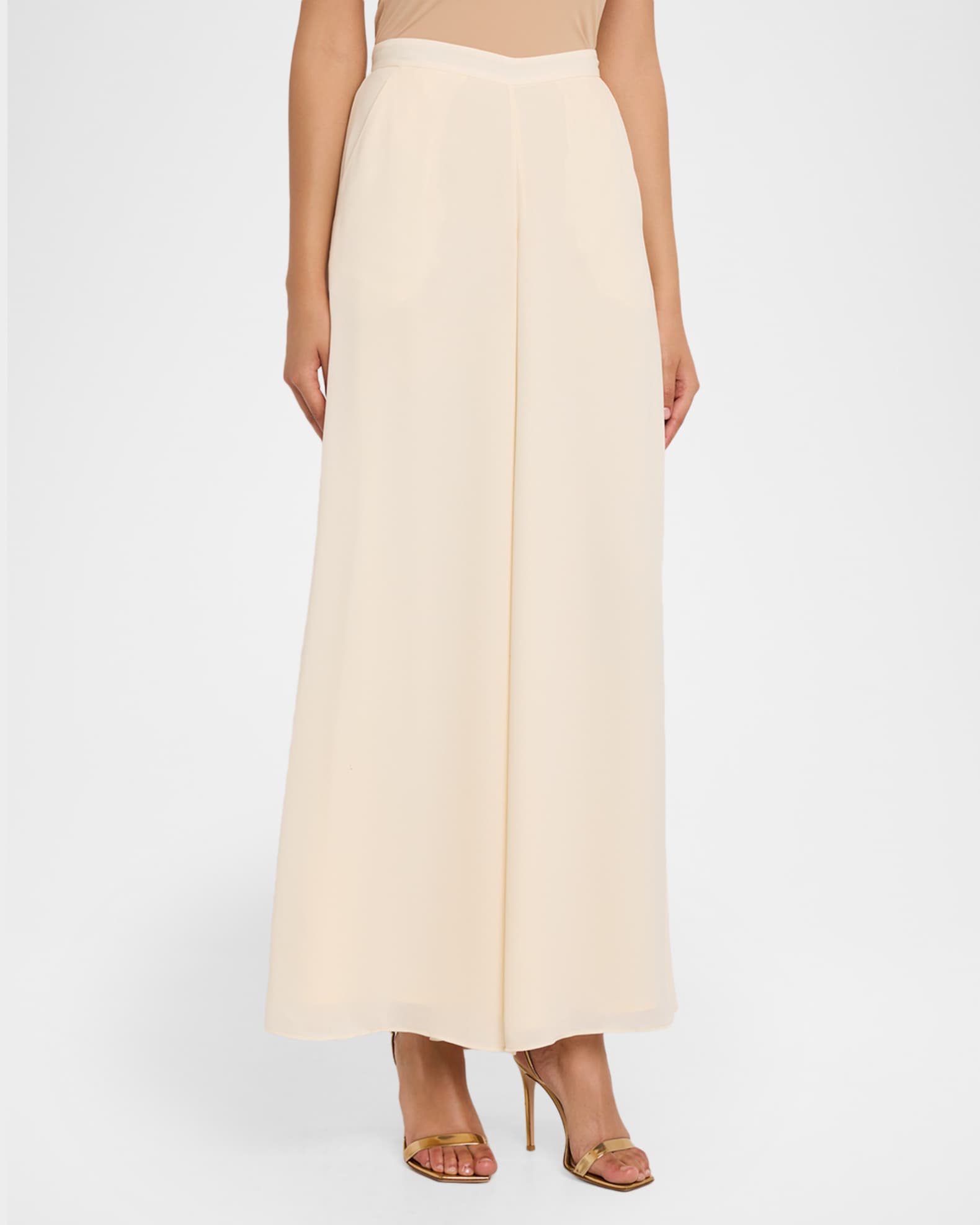 LAPOINTE High-Rise Georgette Wide-Leg Pants | Neiman Marcus