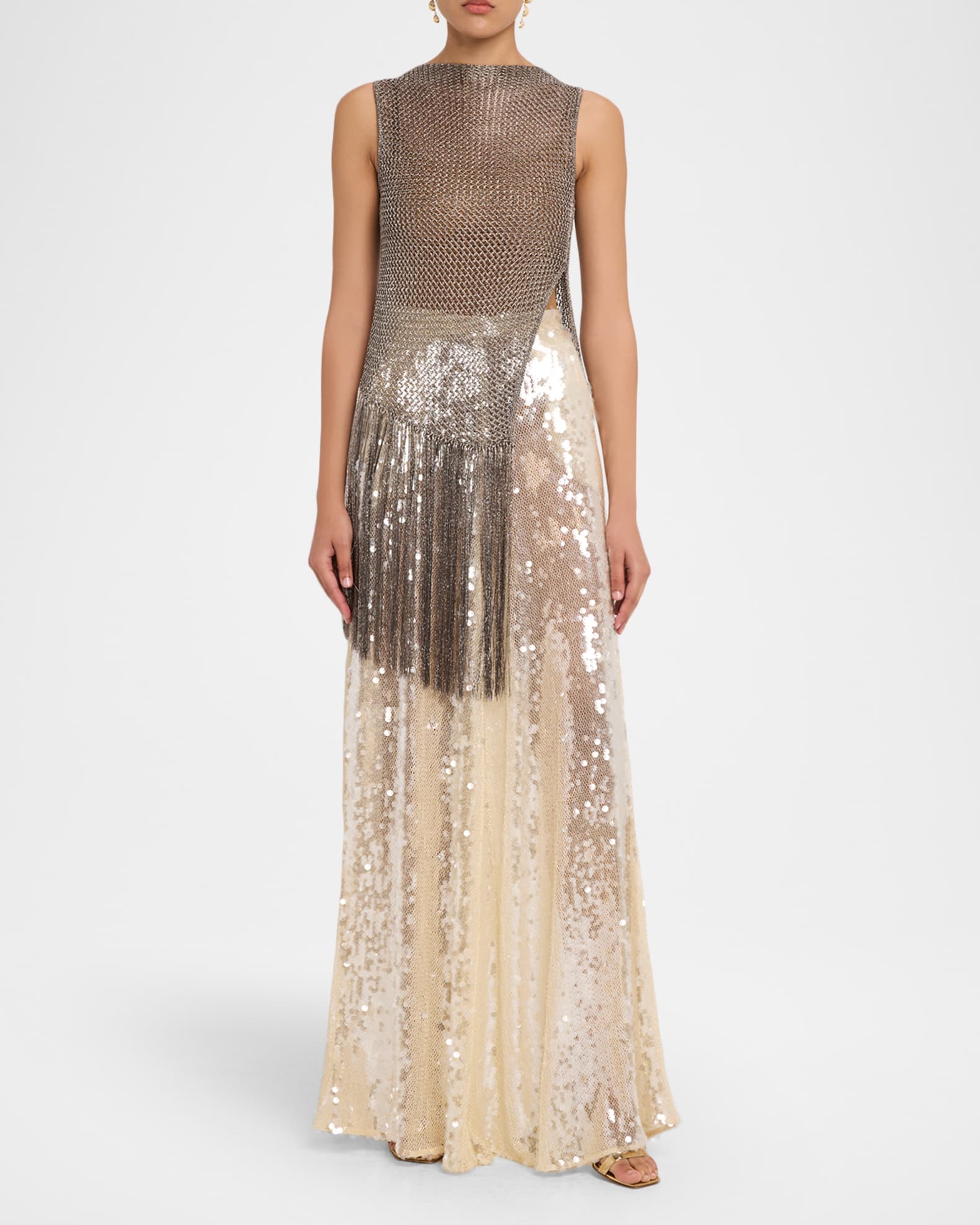 LAPOINTE Sequined Mesh Wide-Leg Pants | Neiman Marcus