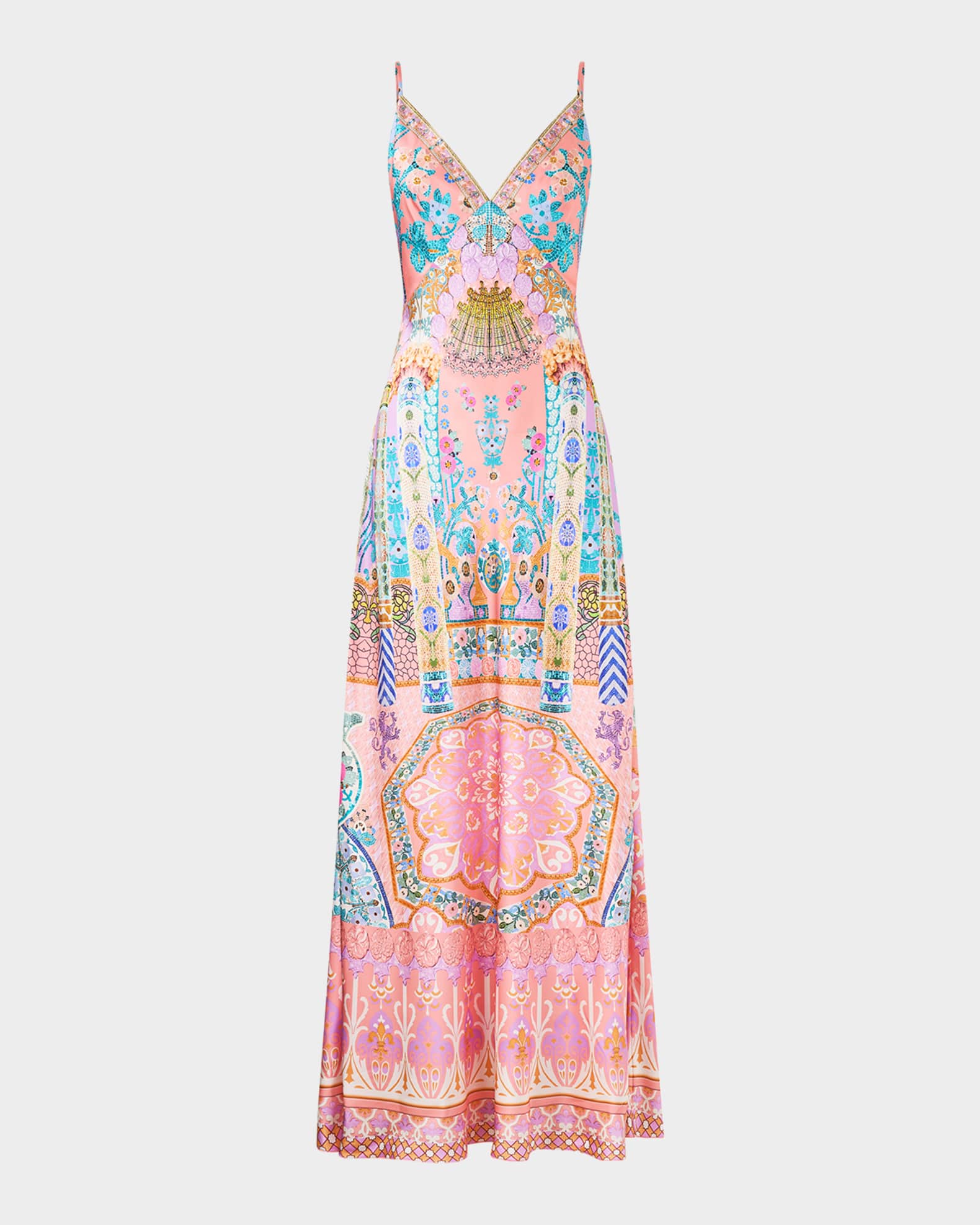 Camilla V-Neck Silk Maxi Dress | Neiman Marcus