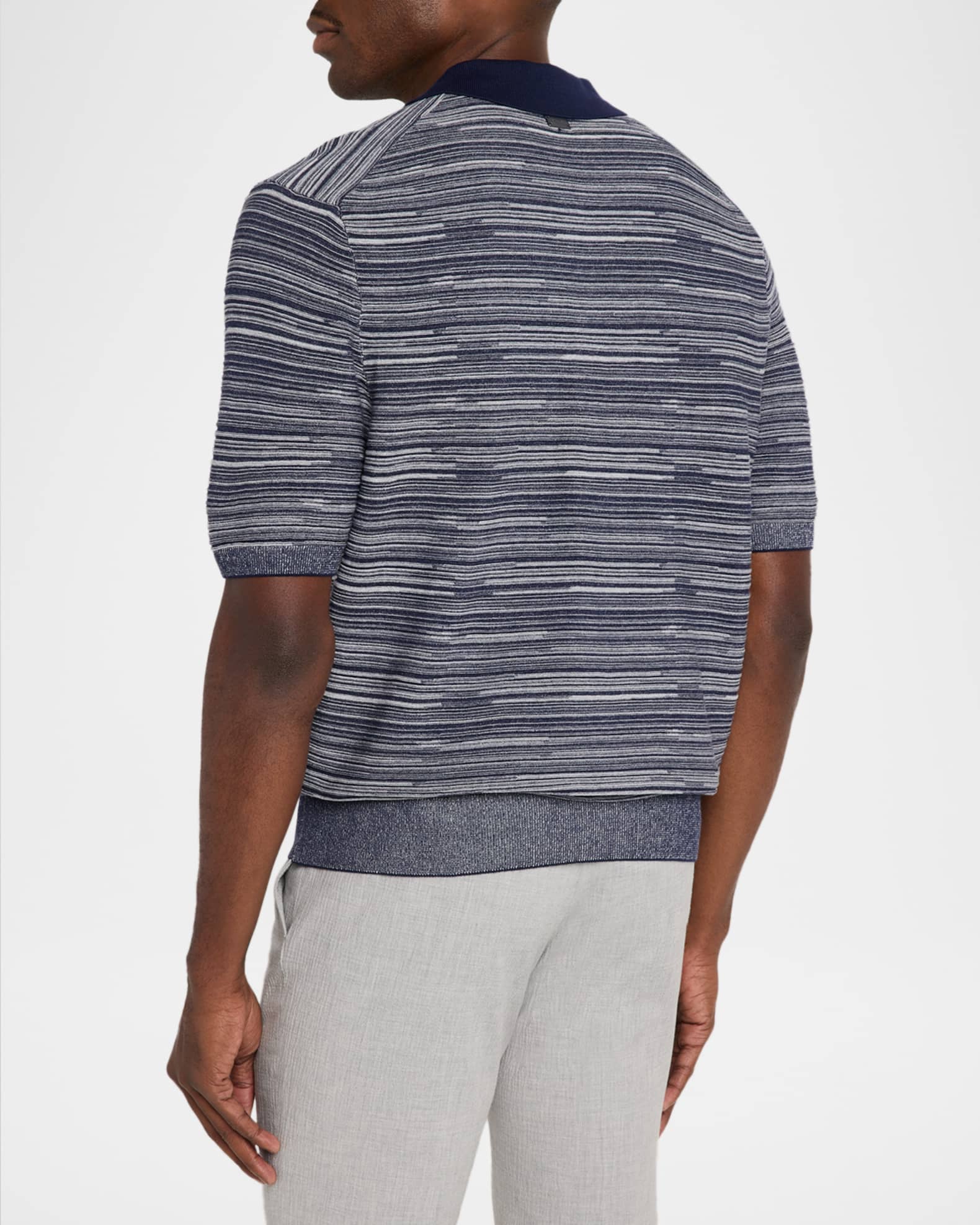 Bugatchi Men's Variegated Stripe Polo Shirt | Neiman Marcus