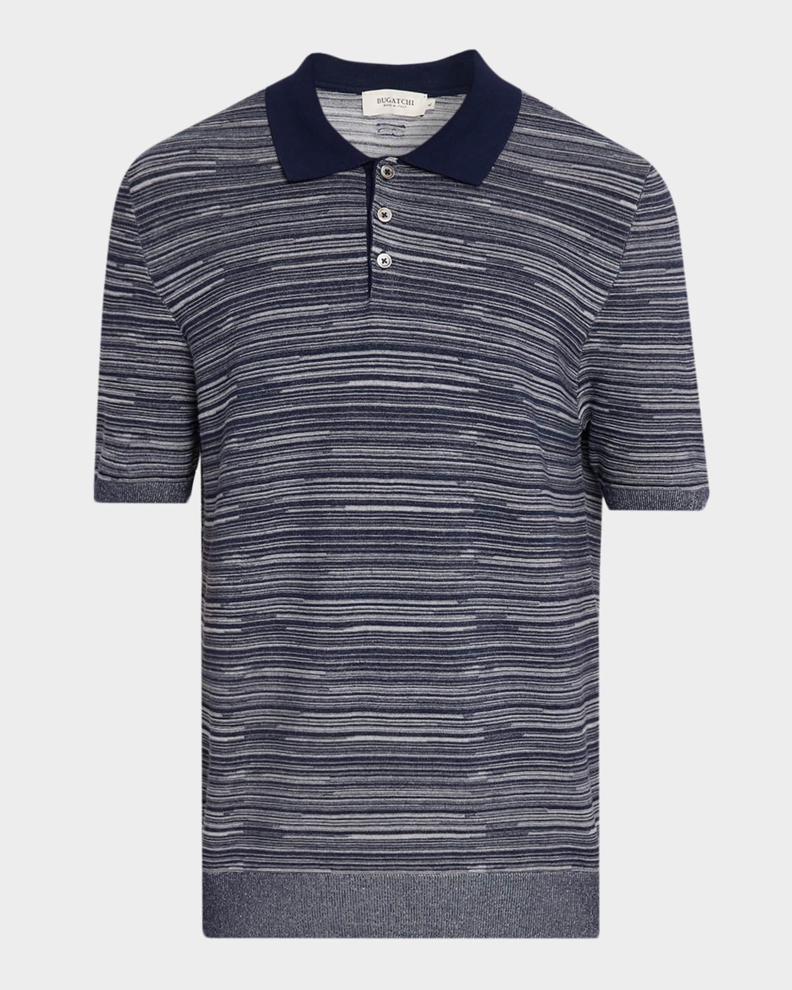 Bugatchi Men's Variegated Stripe Polo Shirt | Neiman Marcus