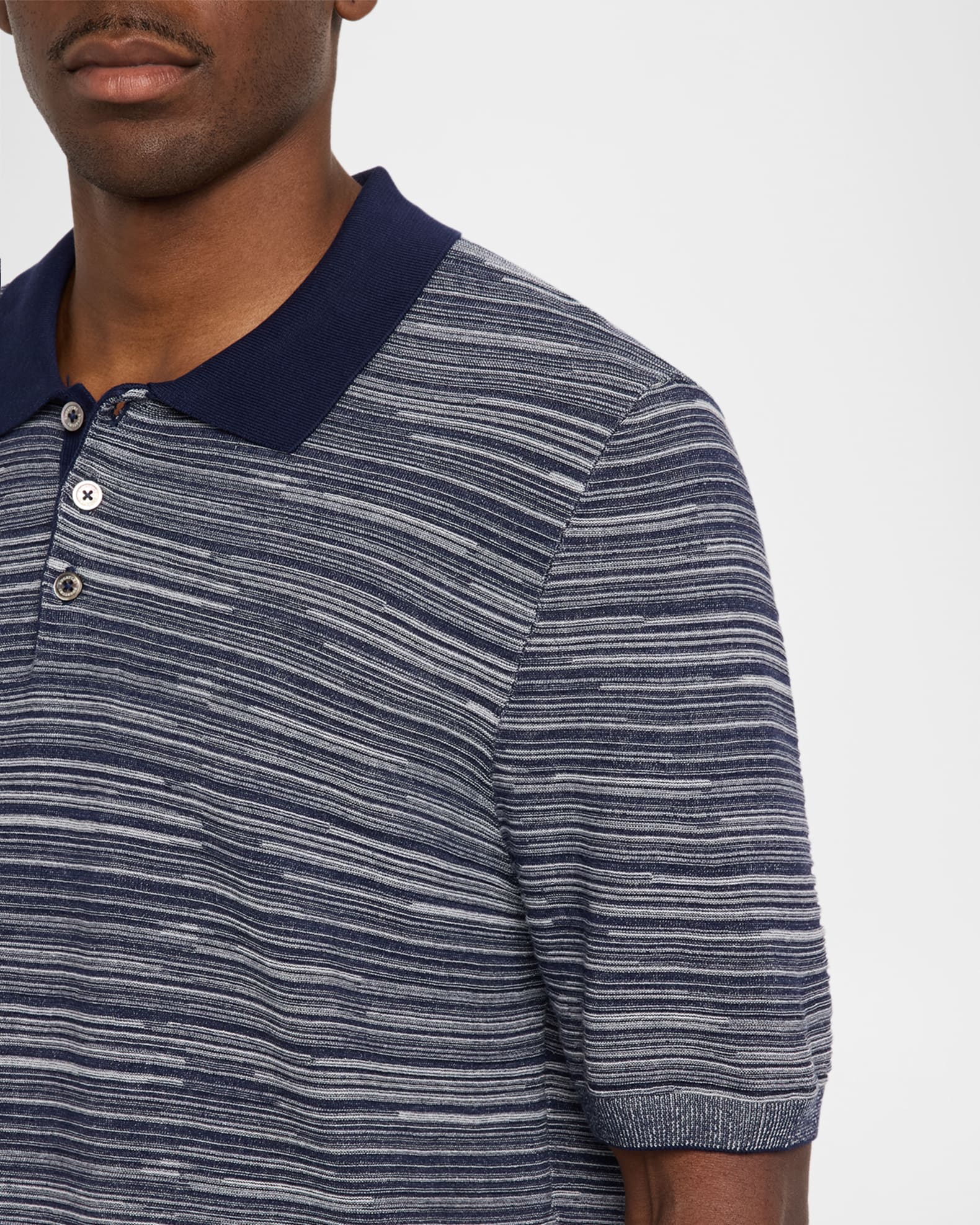 Bugatchi Men's Variegated Stripe Polo Shirt | Neiman Marcus