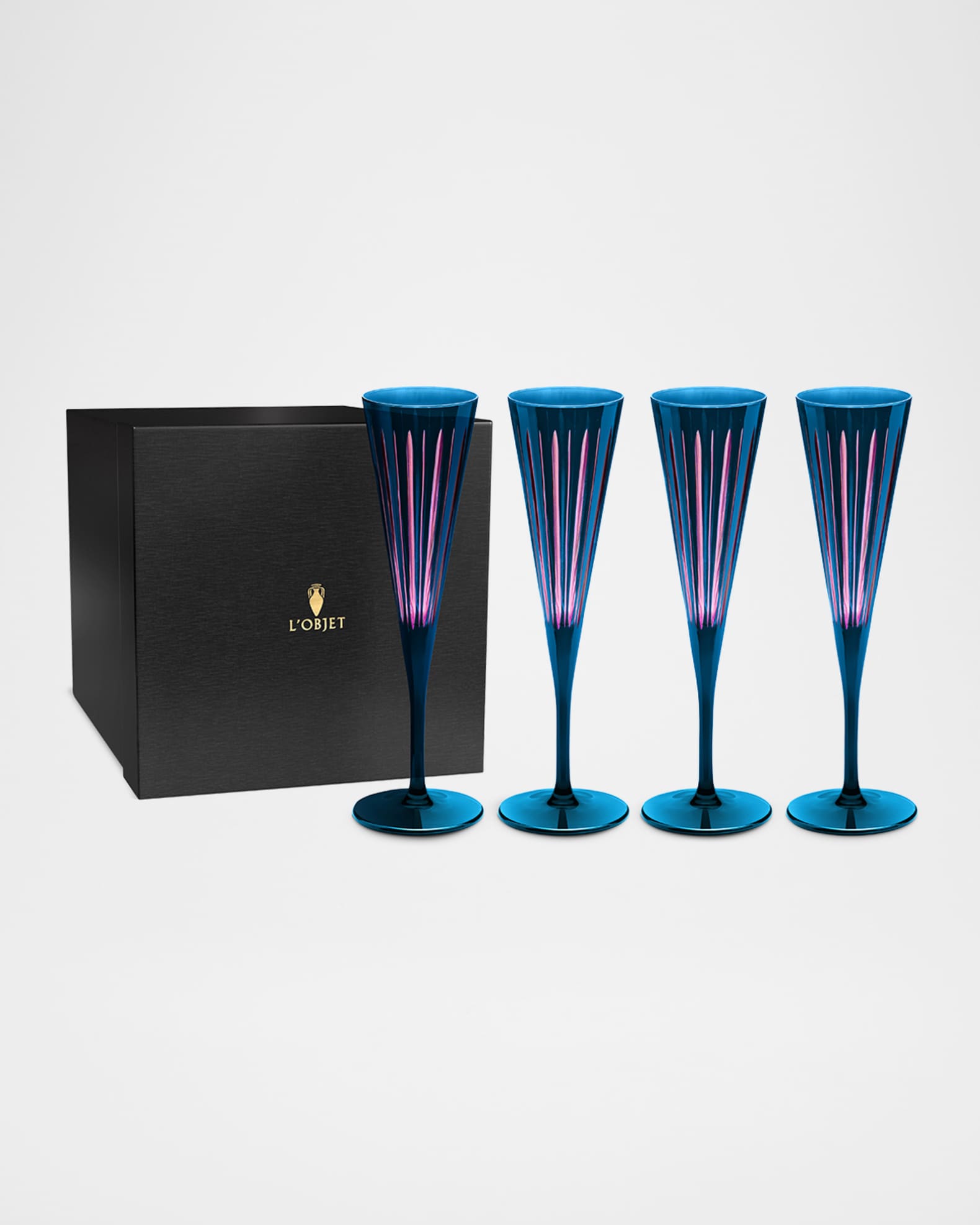 L'Objet Prism 6 oz. Champagne Flutes, Set of 4 | Neiman Marcus
