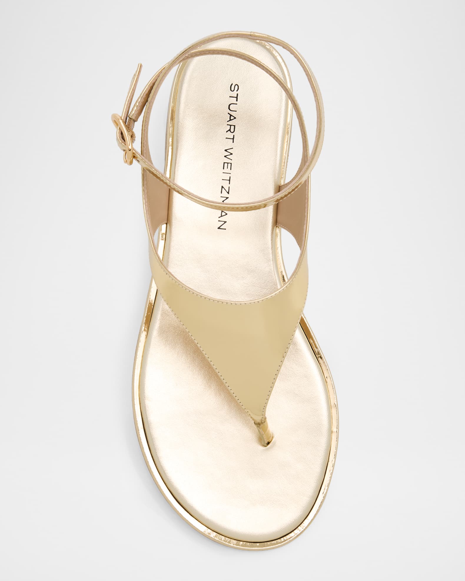 Stuart Weitzman Marley Metallic Leather Ankle-Strap Sandals | Neiman Marcus