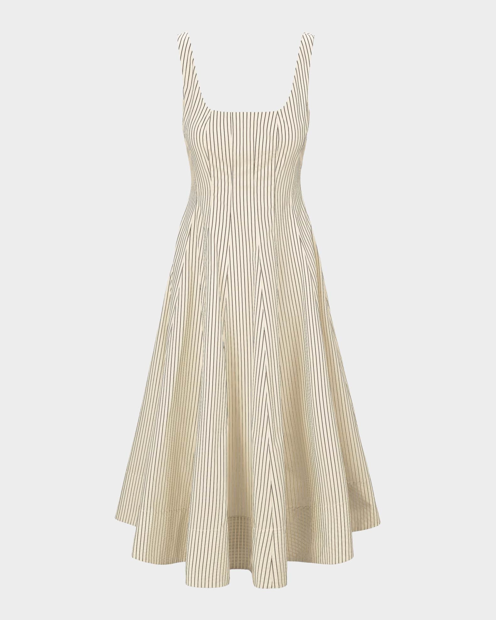 STAUD Wells Striped Sleeveless Fit & Flare Dress | Neiman Marcus