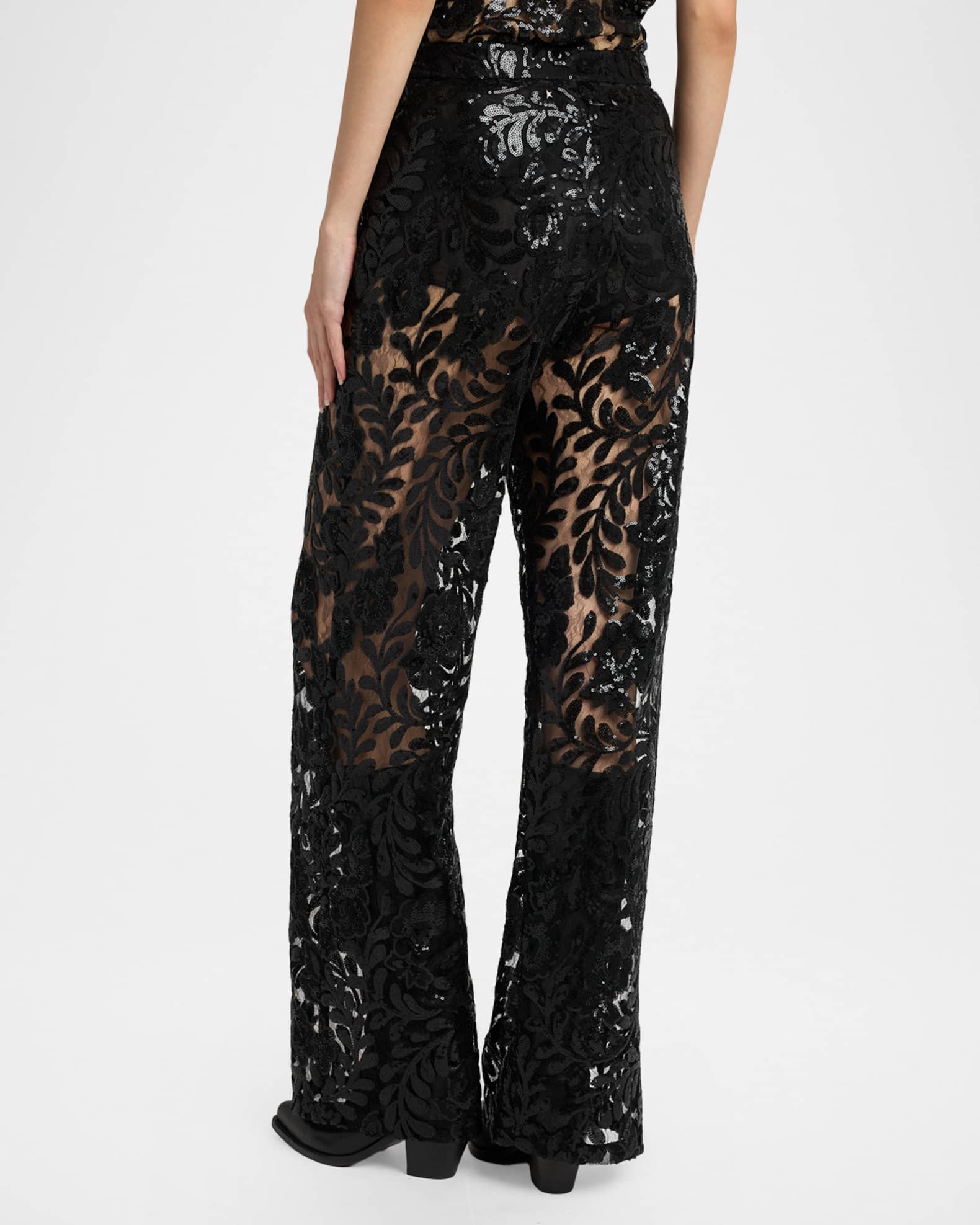 Golden Goose Journey Sequined Floral-Embroidered Tulle Pants | Neiman ...