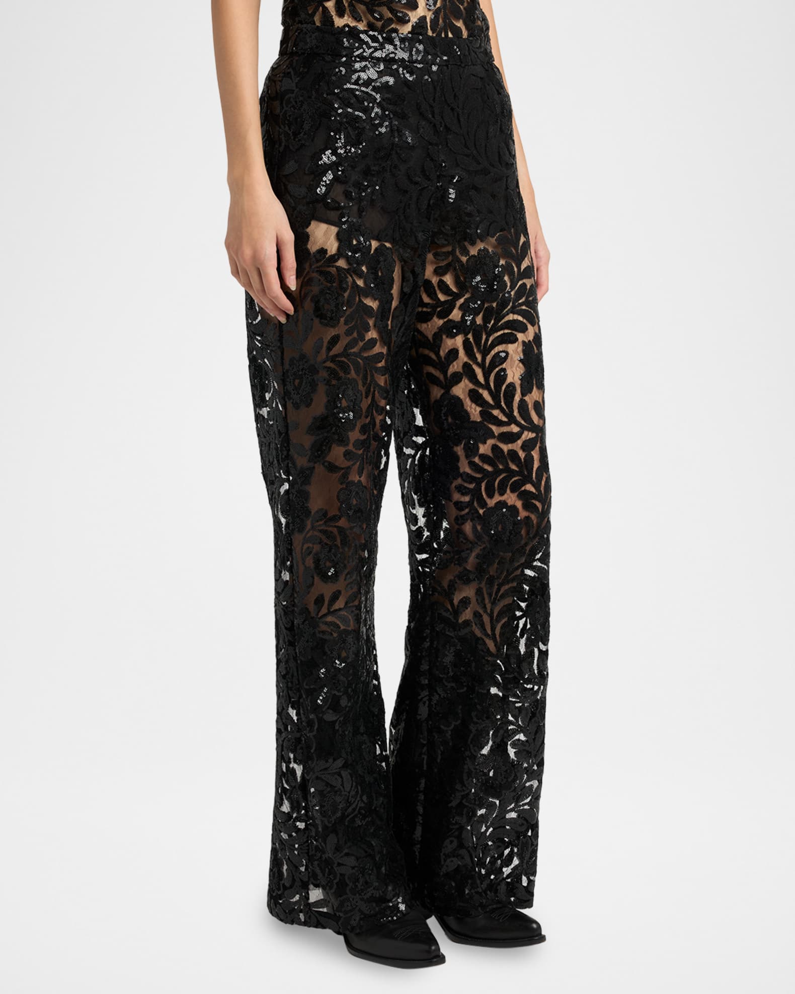 Golden Goose Journey Sequined Floral-Embroidered Tulle Pants | Neiman ...