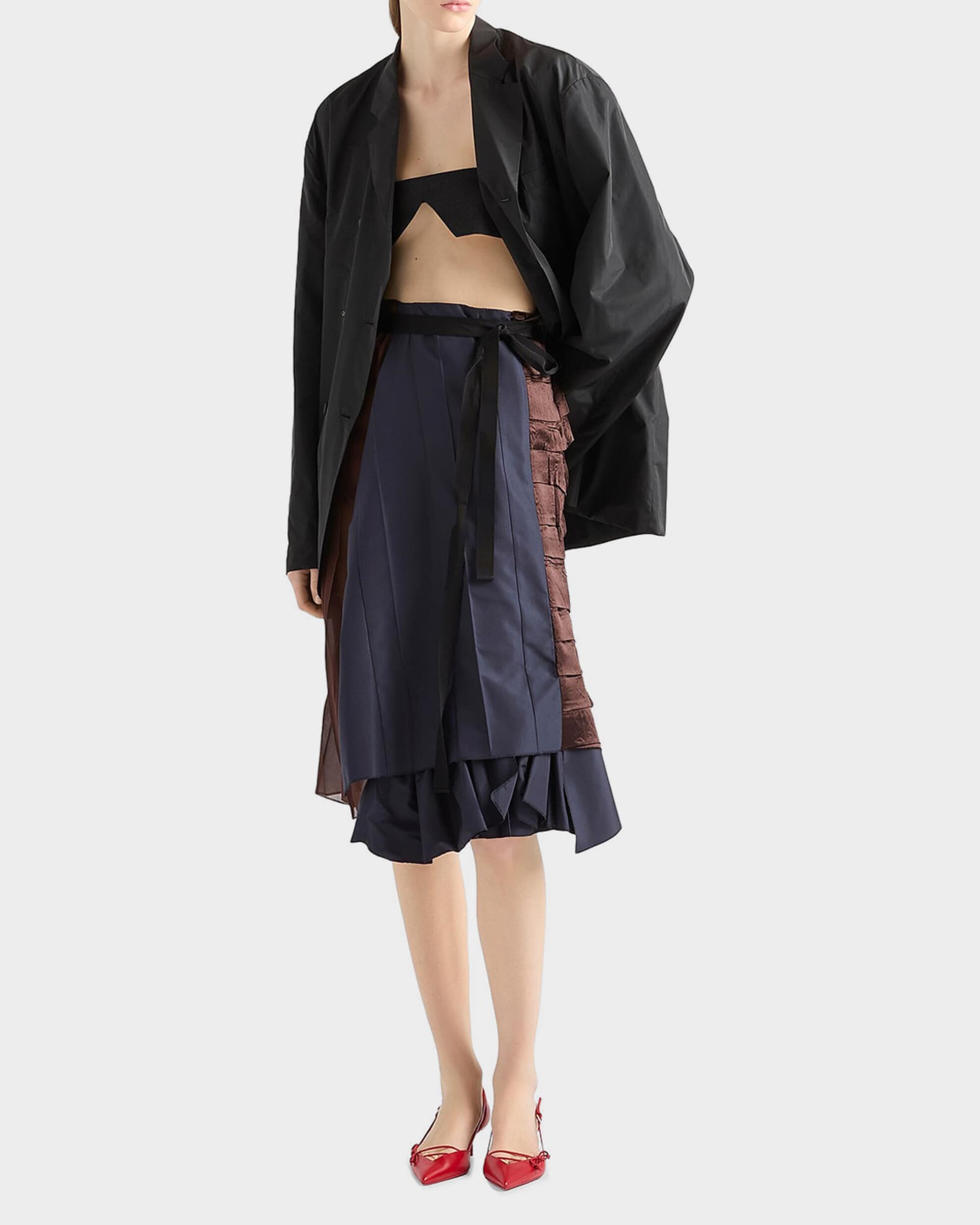 Prada Stretch-Wool Cropped Top | Neiman Marcus