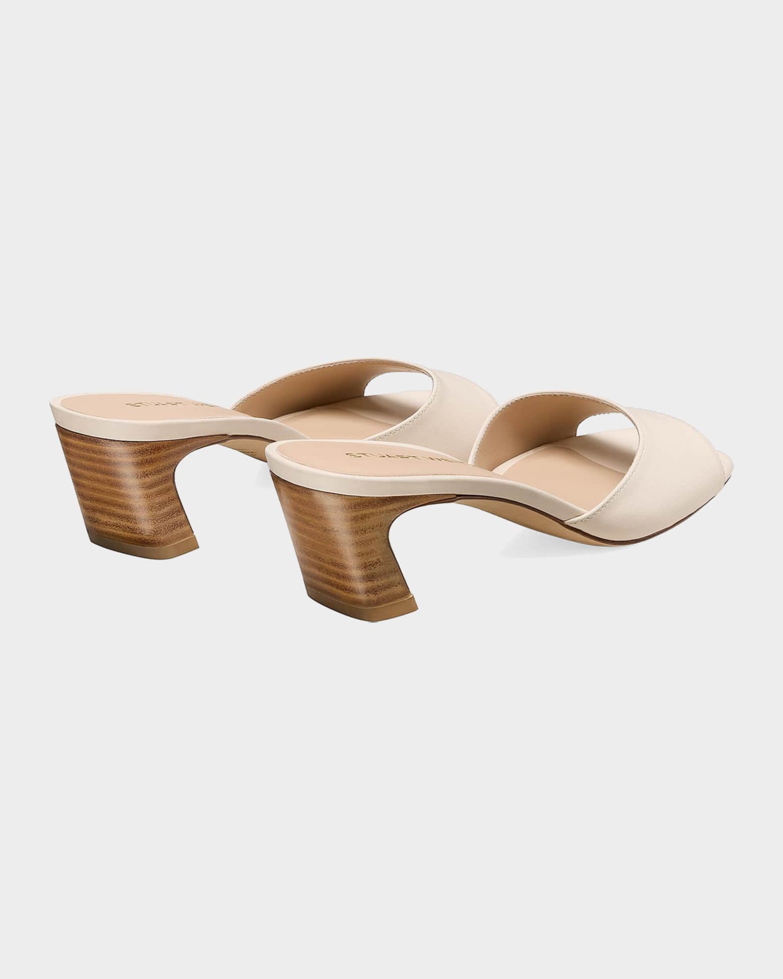 Stuart Weitzman 50mm Stassi Leather Mules | Neiman Marcus