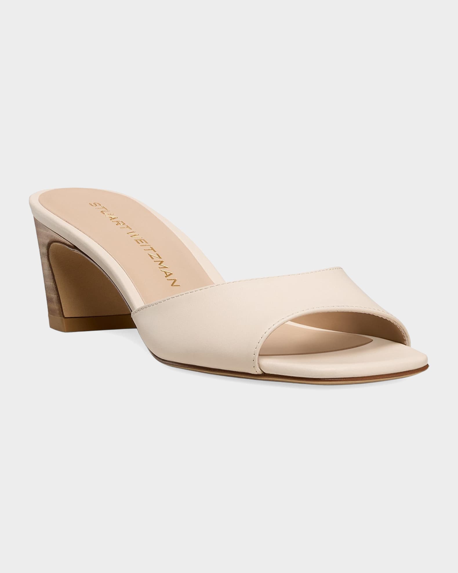 Stuart Weitzman 50mm Stassi Leather Mules | Neiman Marcus