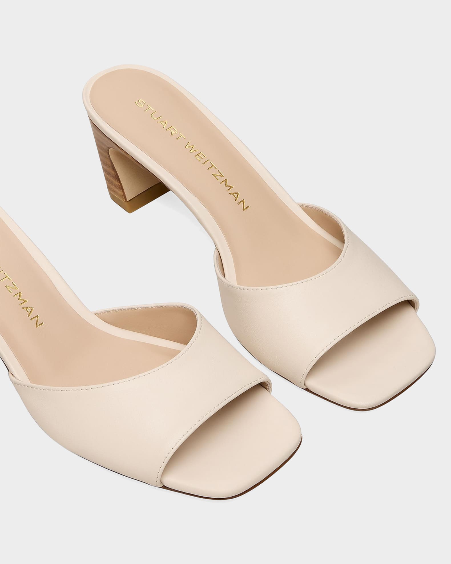 Stuart Weitzman 50mm Stassi Leather Mules | Neiman Marcus