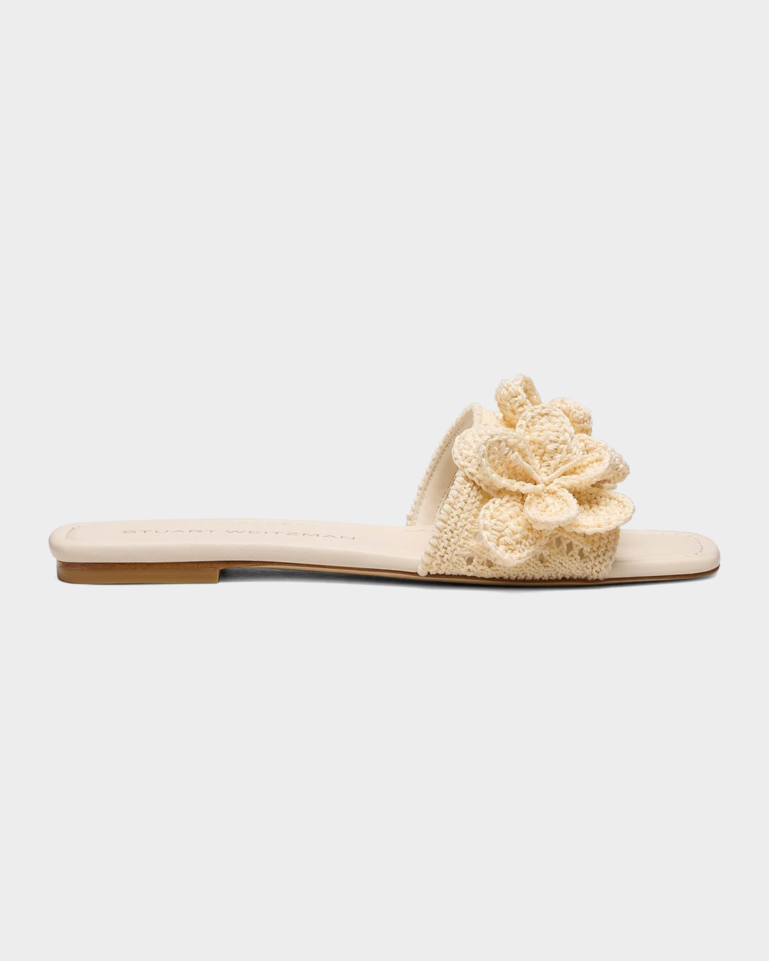 Stuart Weitzman Lotus Crochet Flat Slide Sandals | Neiman Marcus