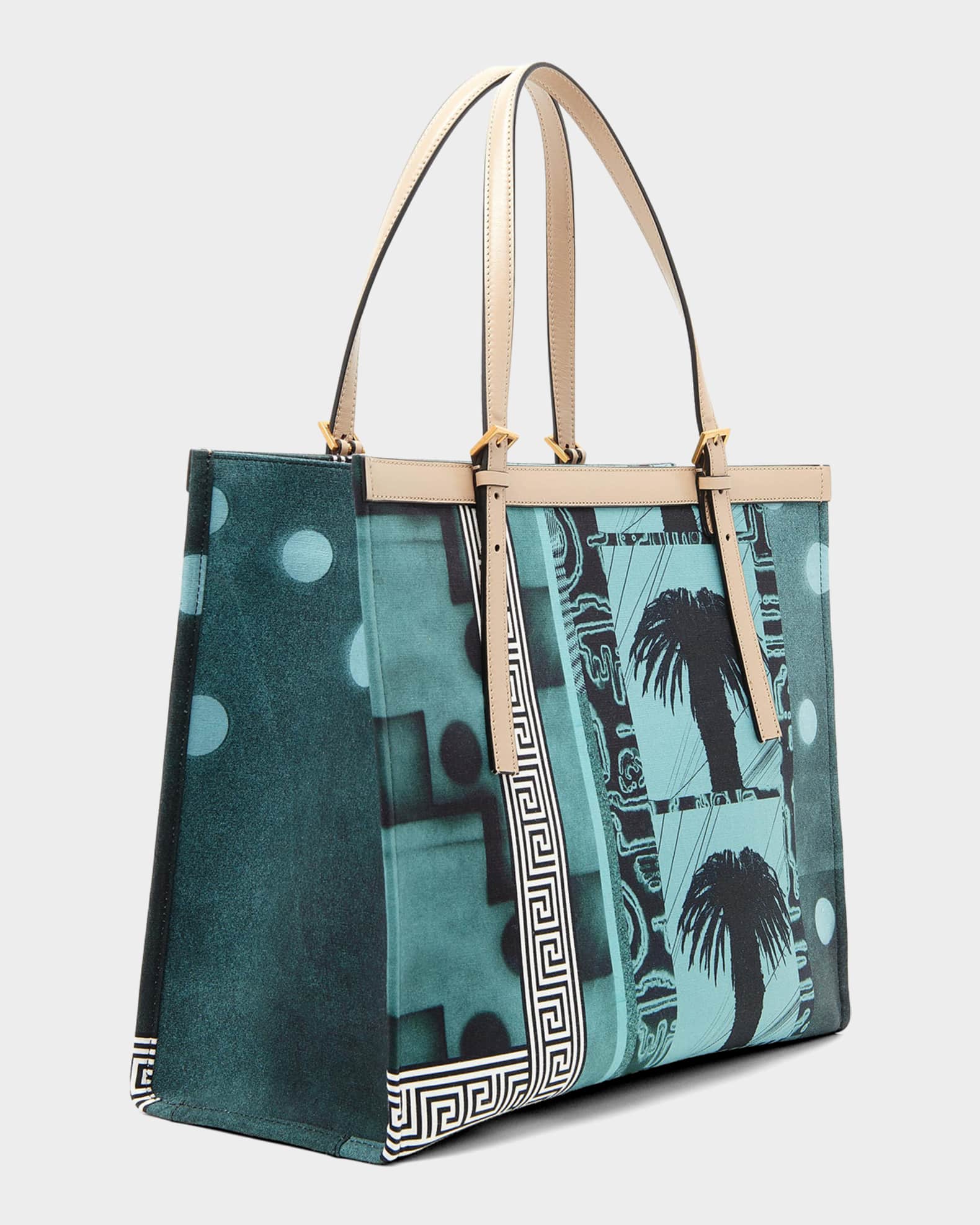 Versace Large Palm-Print Medusa Logo Tote Bag | Neiman Marcus