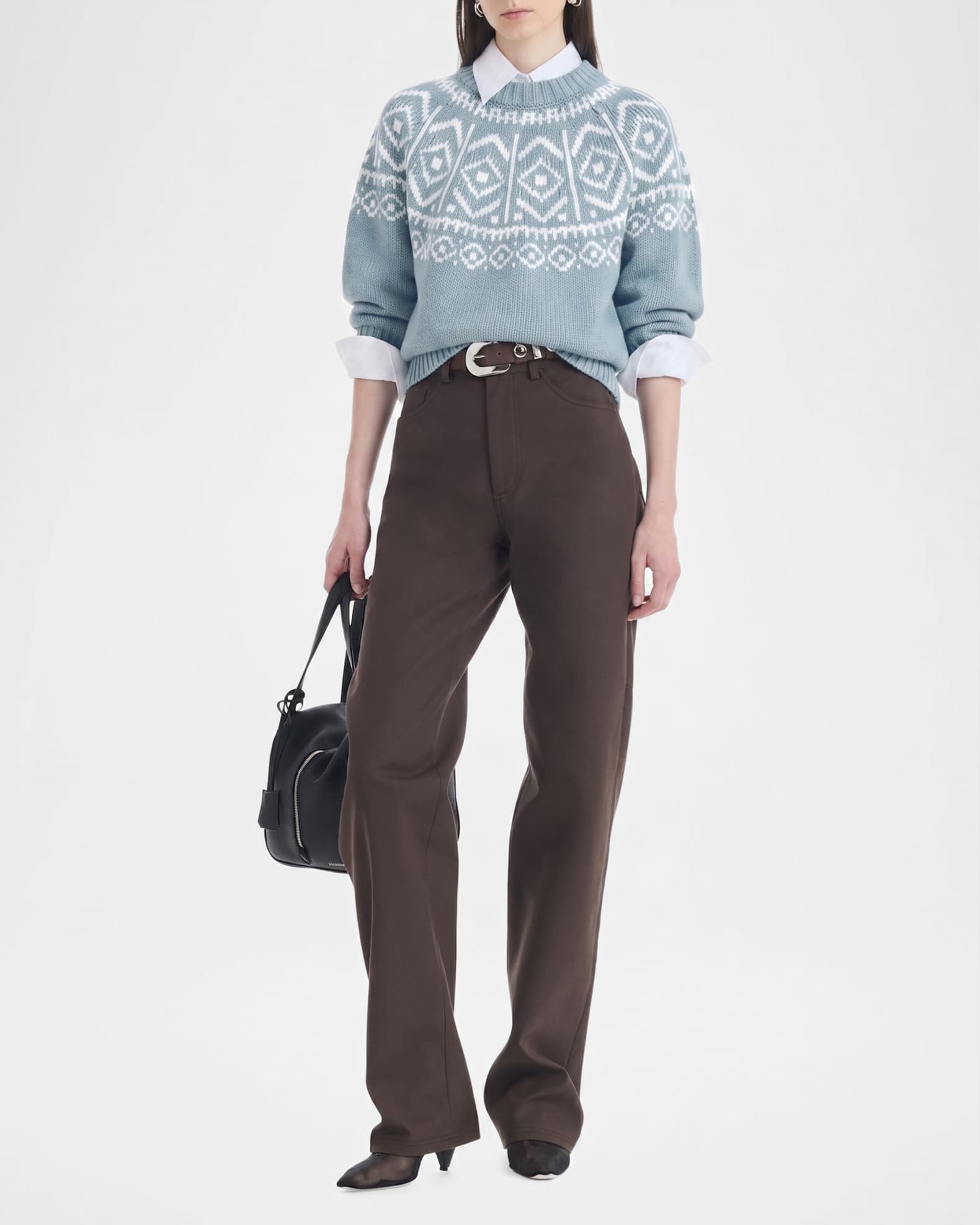 Altuzarra Howard Fair Isle Short Puff-Sleeve Sweater | Neiman Marcus