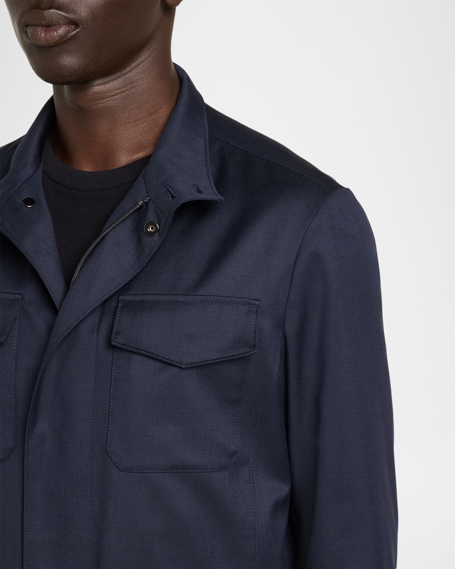Canali Men's Flap Pocket Full-Zip Field Jacket | Neiman Marcus