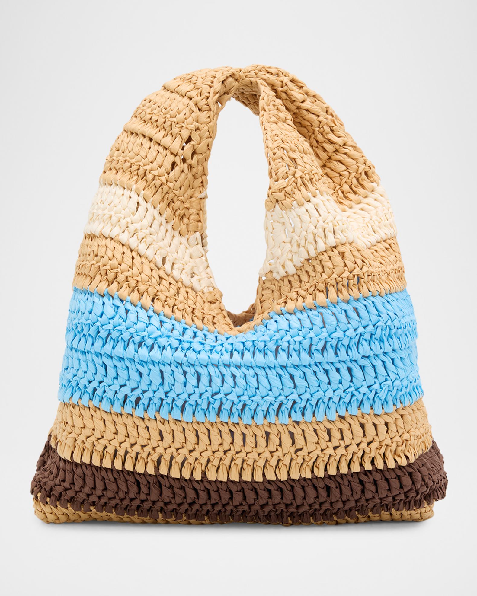 A.L.C. Simone Striped Raffia Top-Handle Bag | Neiman Marcus