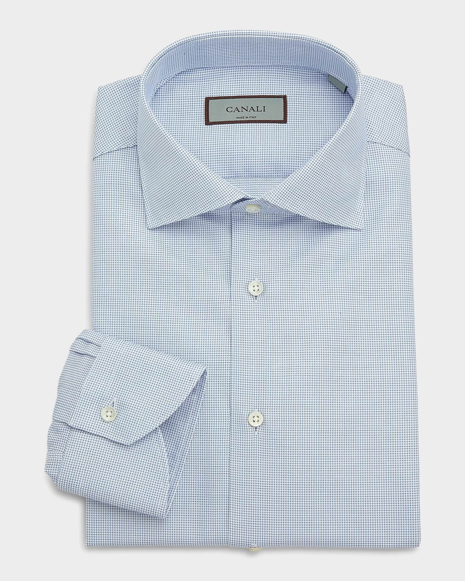 Canali Men's Cotton Micro-Check Dress Shirt | Neiman Marcus