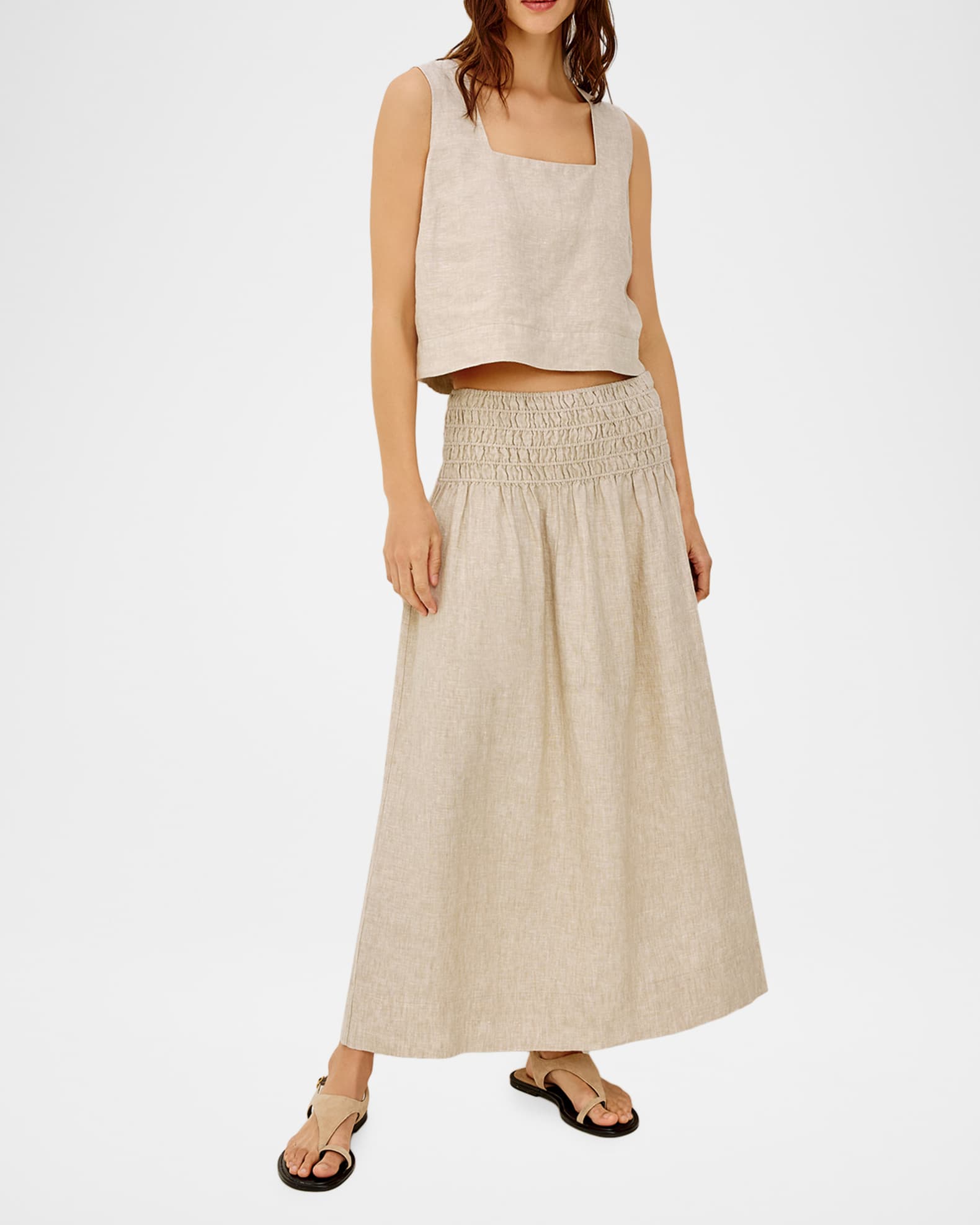 Rails Akira Square-Neck Linen Crop Top | Neiman Marcus