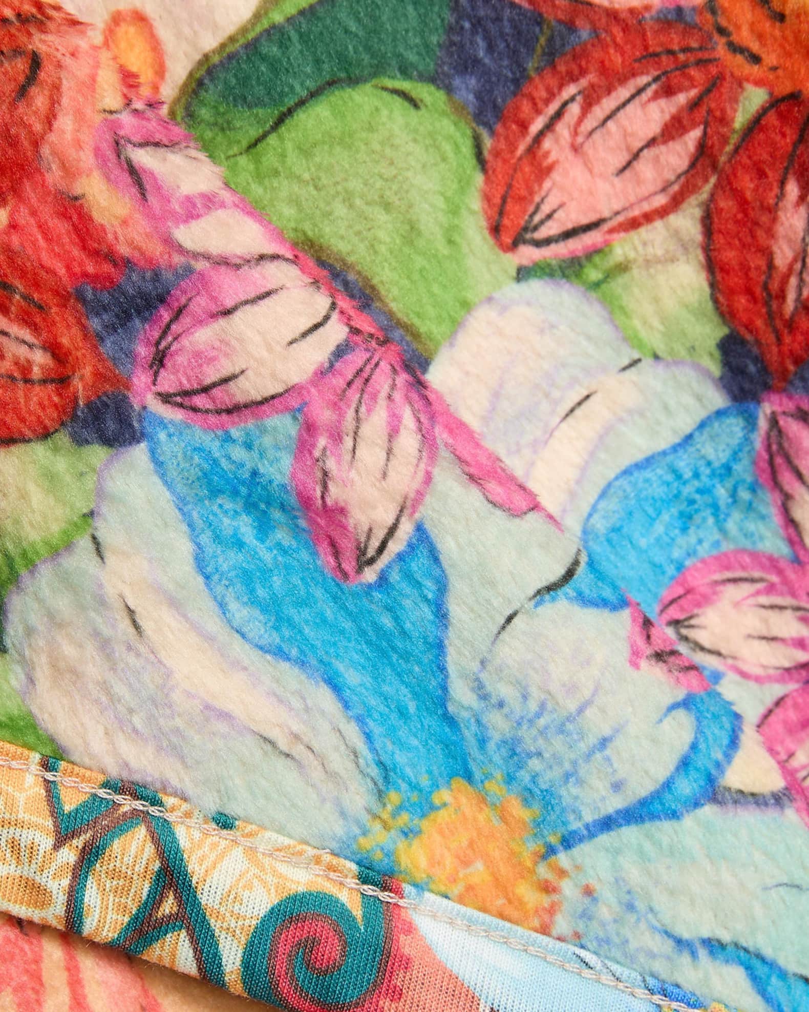 Johnny Was Joan Floral-Print Sherpa Wrap Jacket | Neiman Marcus