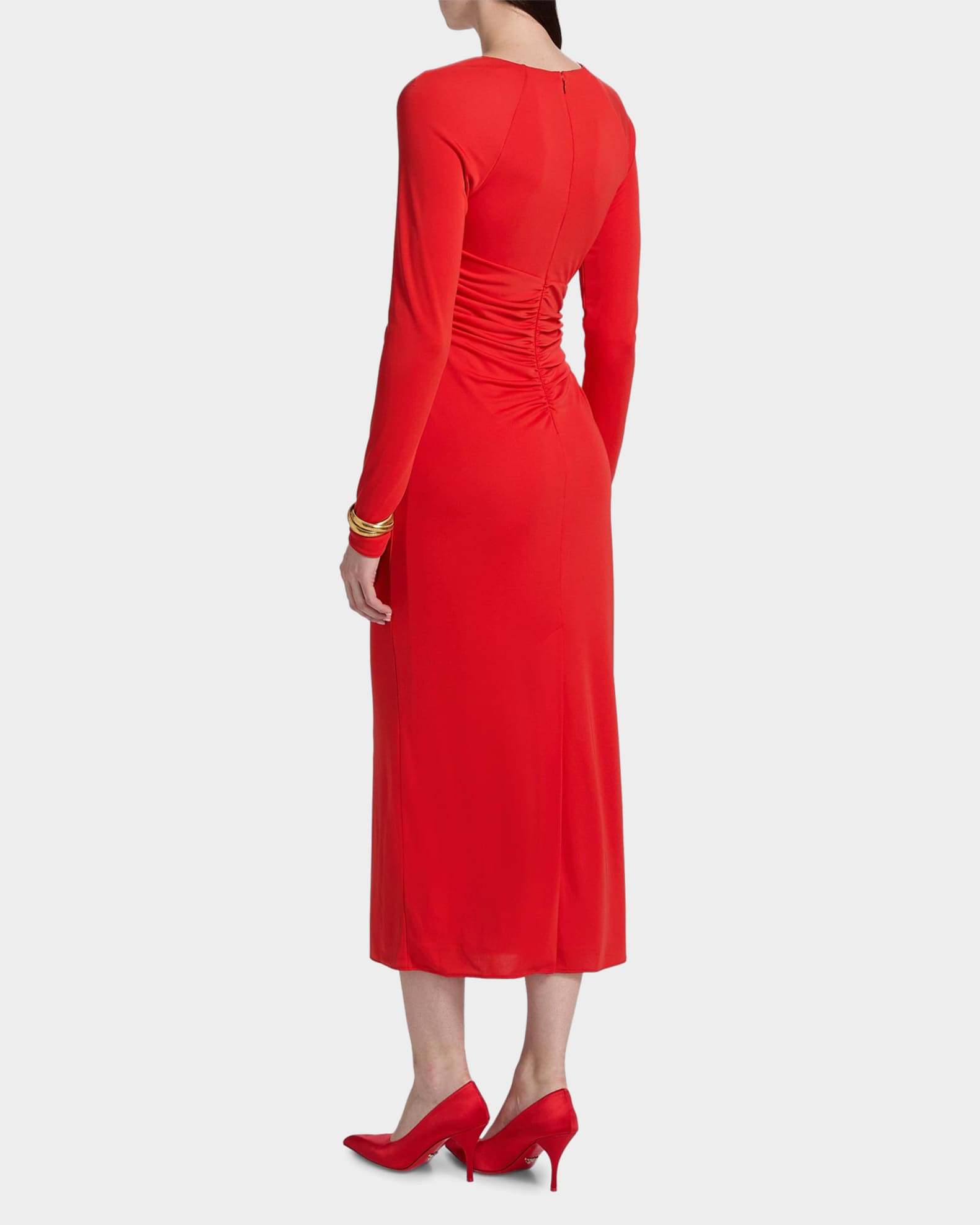 Cinq a Sept Jalyn Draped Jersey Midi-Dress | Neiman Marcus