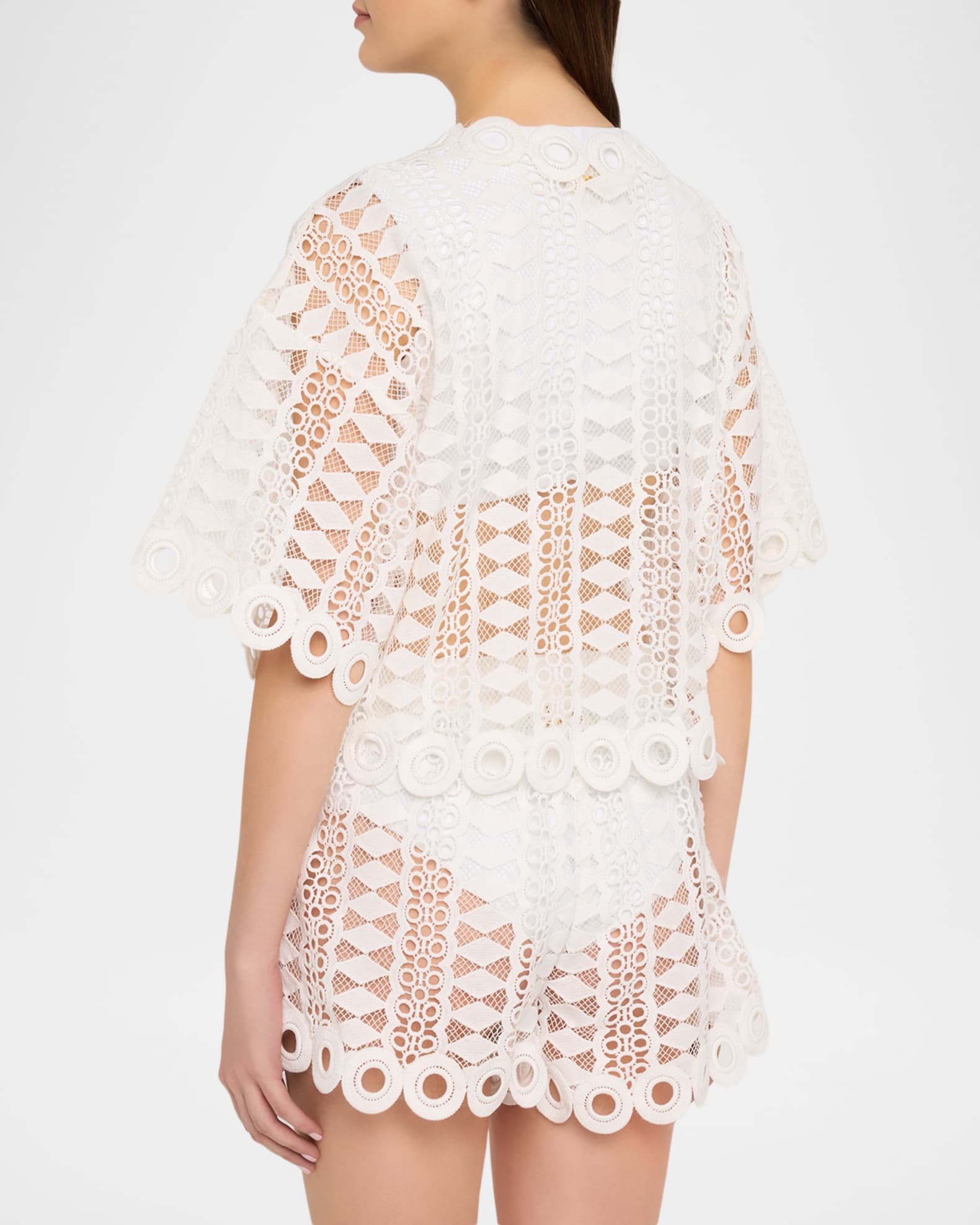 Ramy Brook Dottie Embroidered Tie-Front Top | Neiman Marcus
