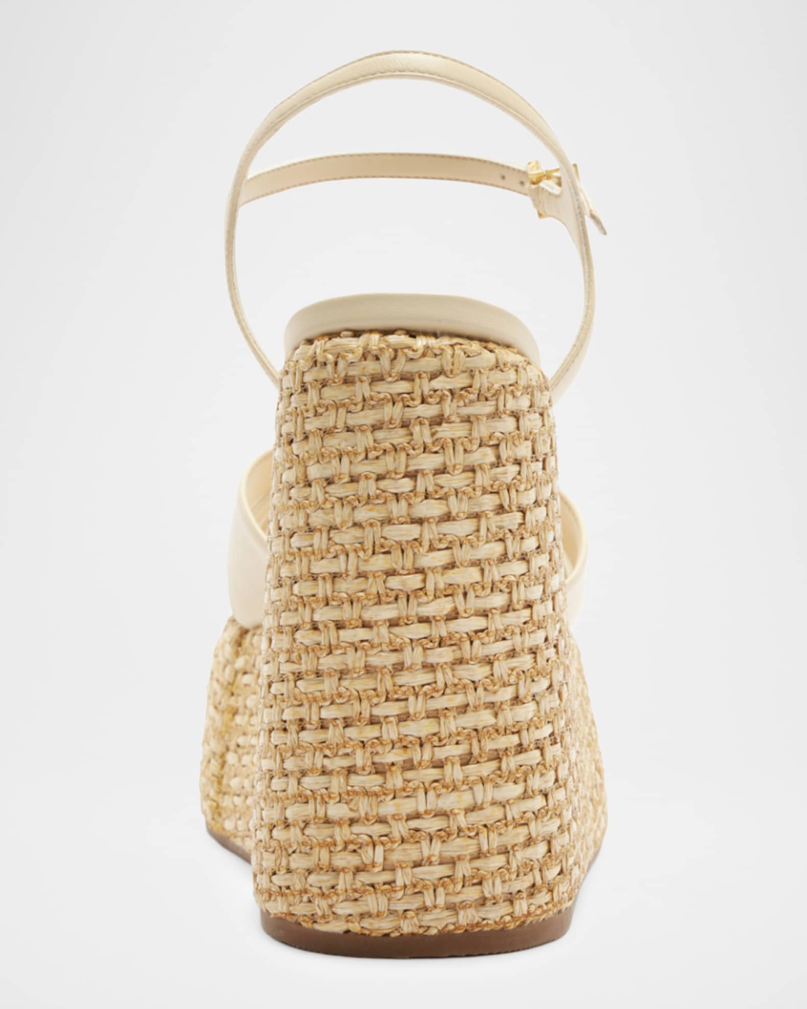 Schutz 120mm Keefa Leather and Raffia Platform Sandals | Neiman Marcus