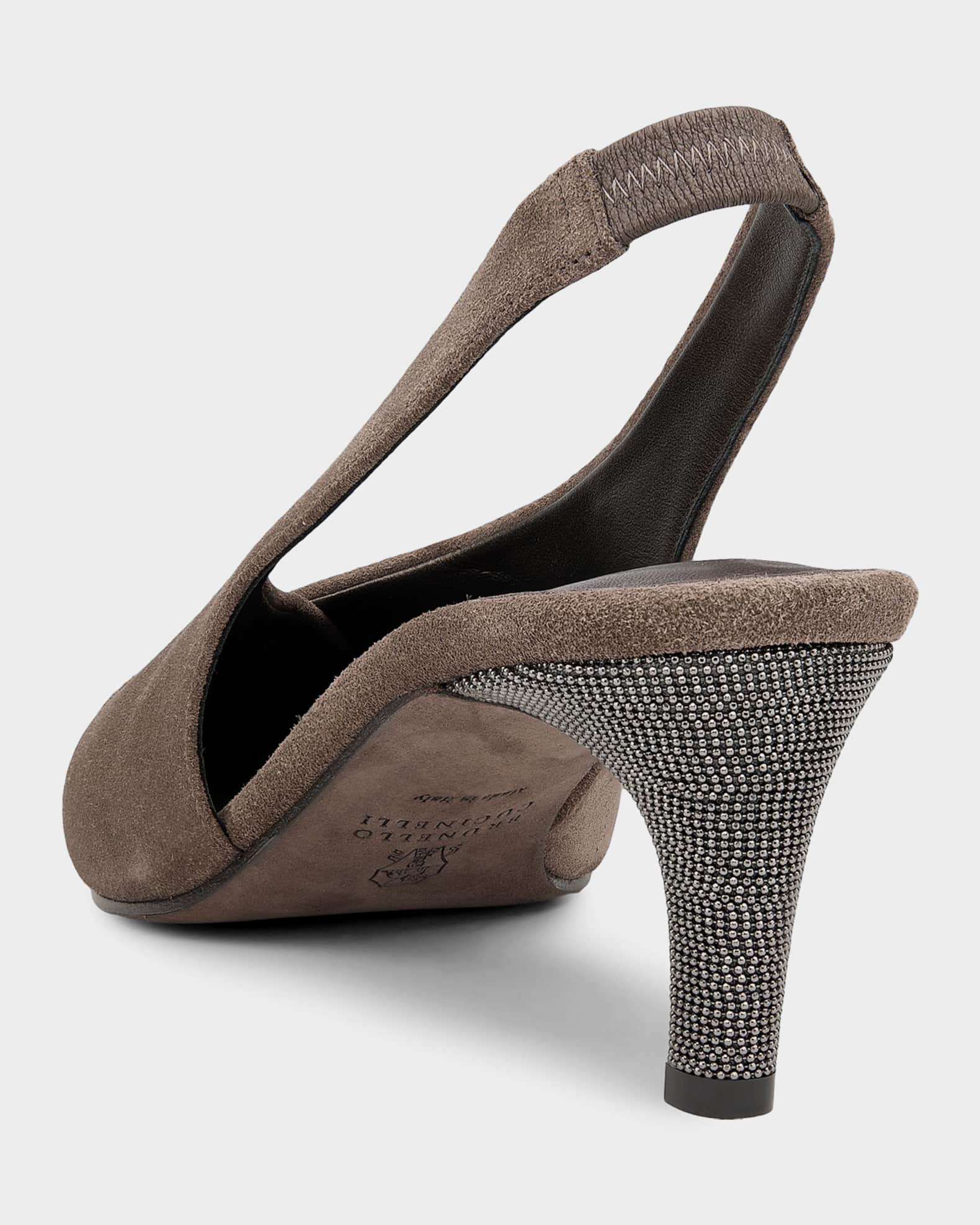 Brunello Cucinelli Suede Snip-Toe Slingback Pumps | Neiman Marcus