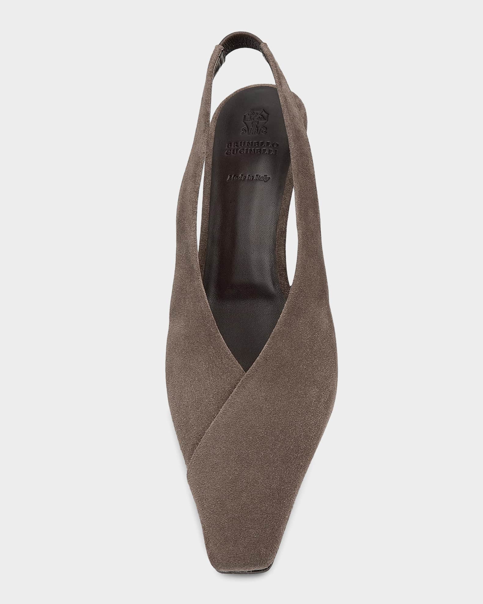 Brunello Cucinelli Suede Snip-Toe Slingback Pumps | Neiman Marcus