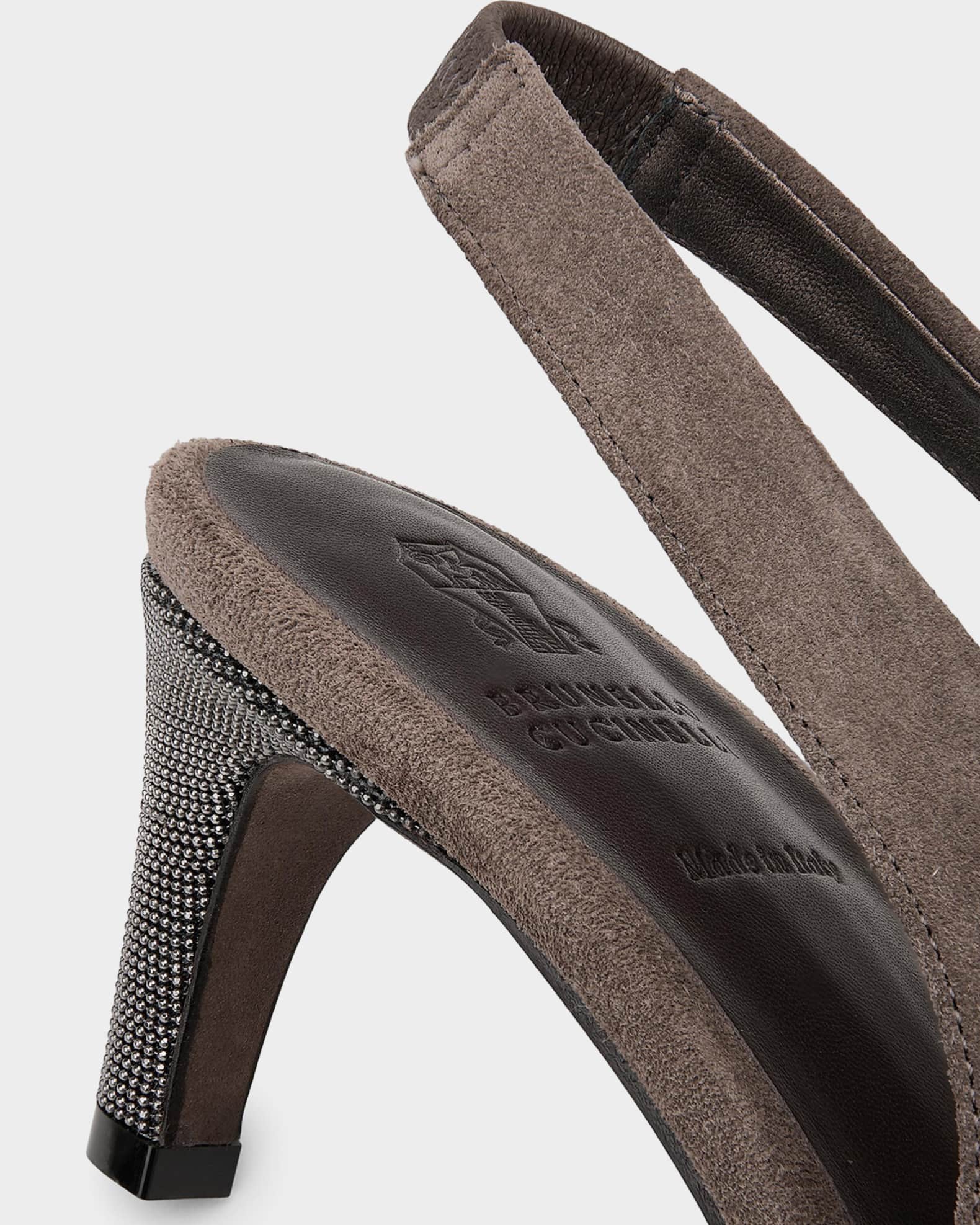 Brunello Cucinelli Suede Snip-Toe Slingback Pumps | Neiman Marcus