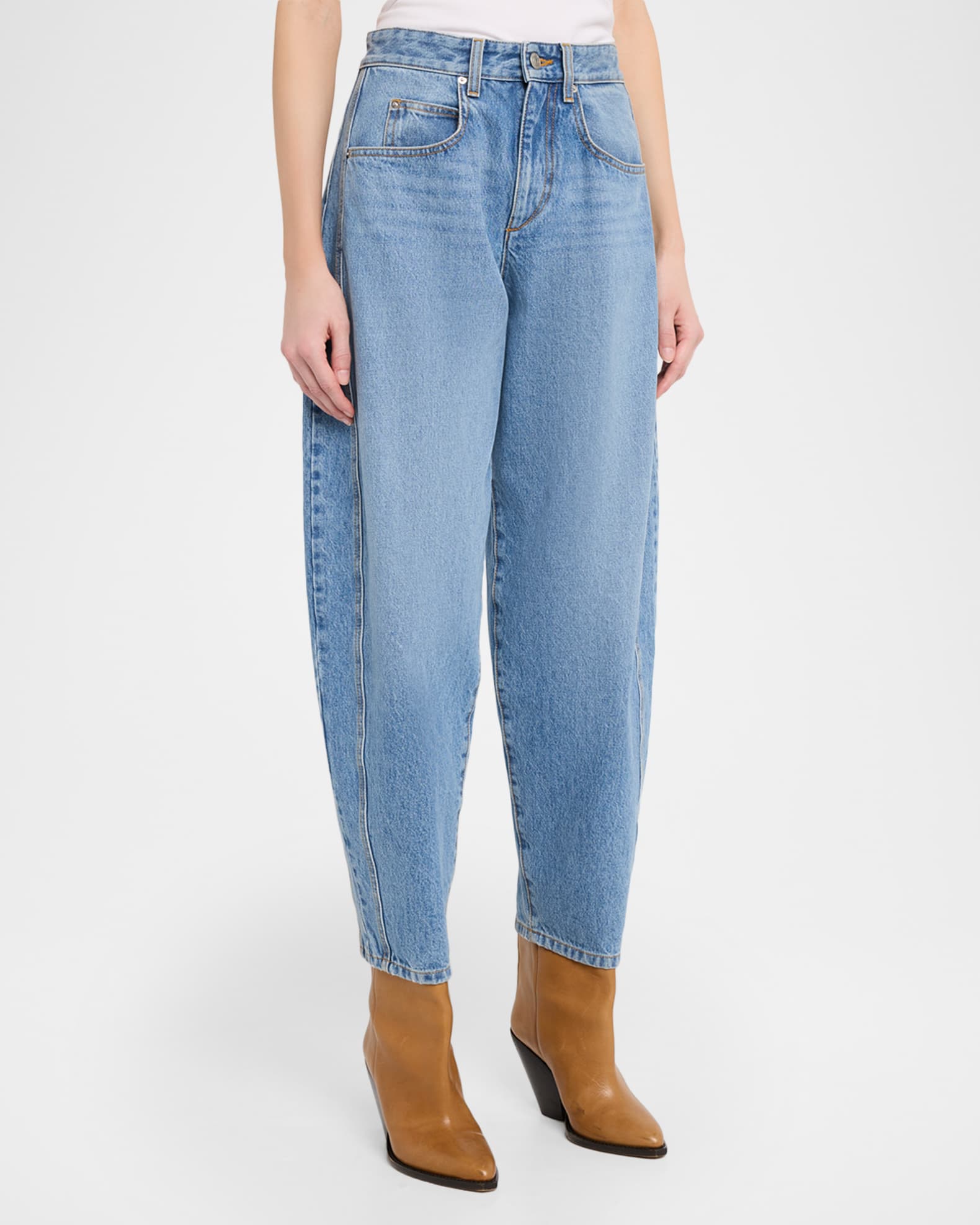 Isabel Marant Oriane Barrel-Leg Ankle Jeans | Neiman Marcus